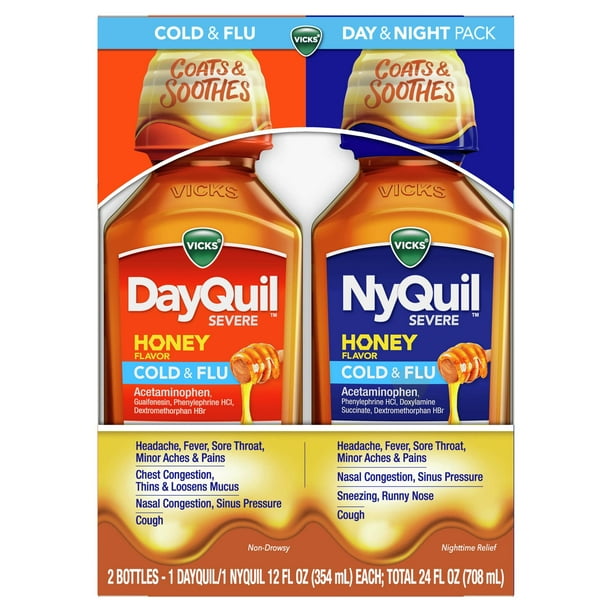 Vicks DayQuil and NyQuil Severe Cold and Flu Liquid, Cold Medicine for ...