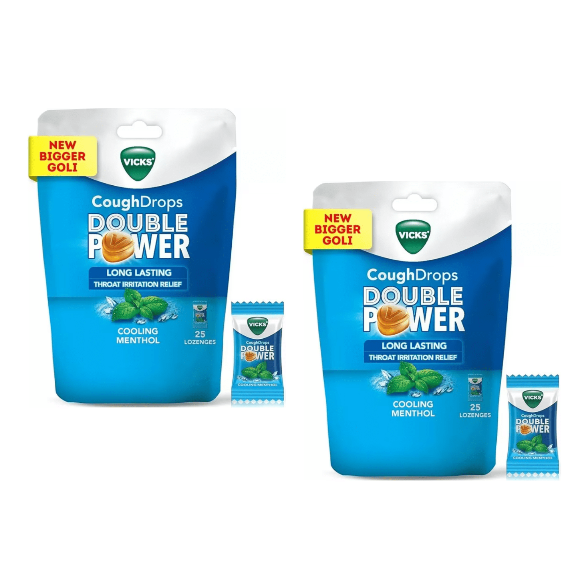 Vicks Double Power Menthol Cough Drops, 25 Count Each Total 50 Pouches ...