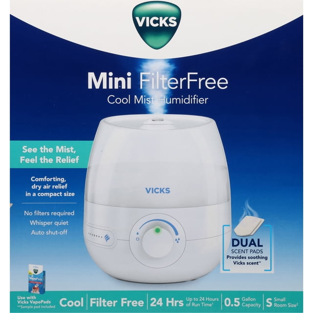 Vicks FilterFree Cool Mist Humidifier Mini Small Room Size 1 ea ...