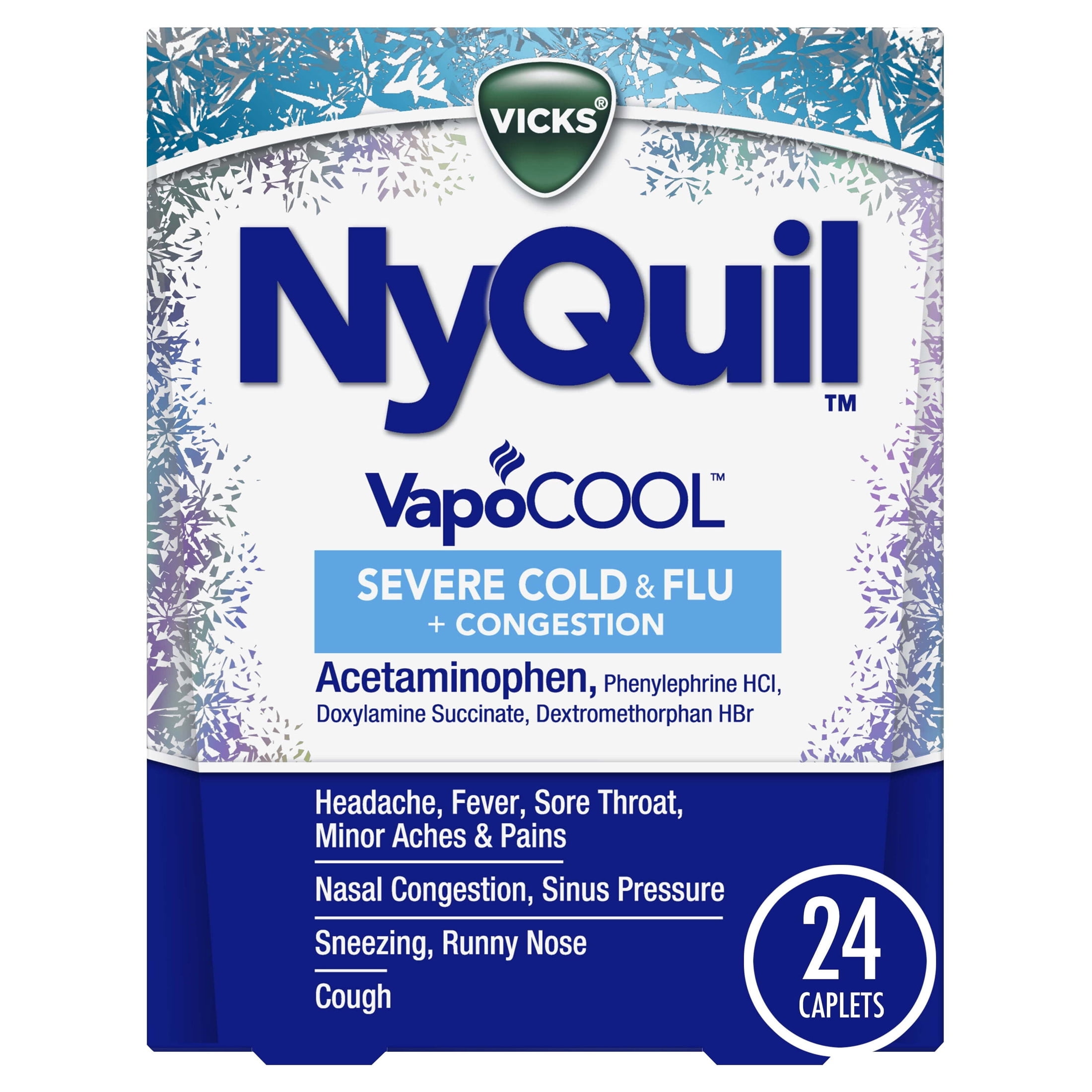 Vicks NyQuil Severe Cold and Flu Caplets, Nighttime Cold Medicine for ...