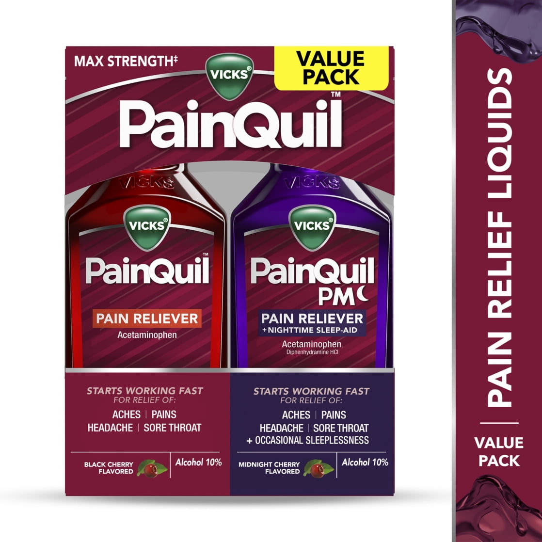 Vicks PainQuil Pain Relief Acetaminophen 1000mg Liquid for Headache ...