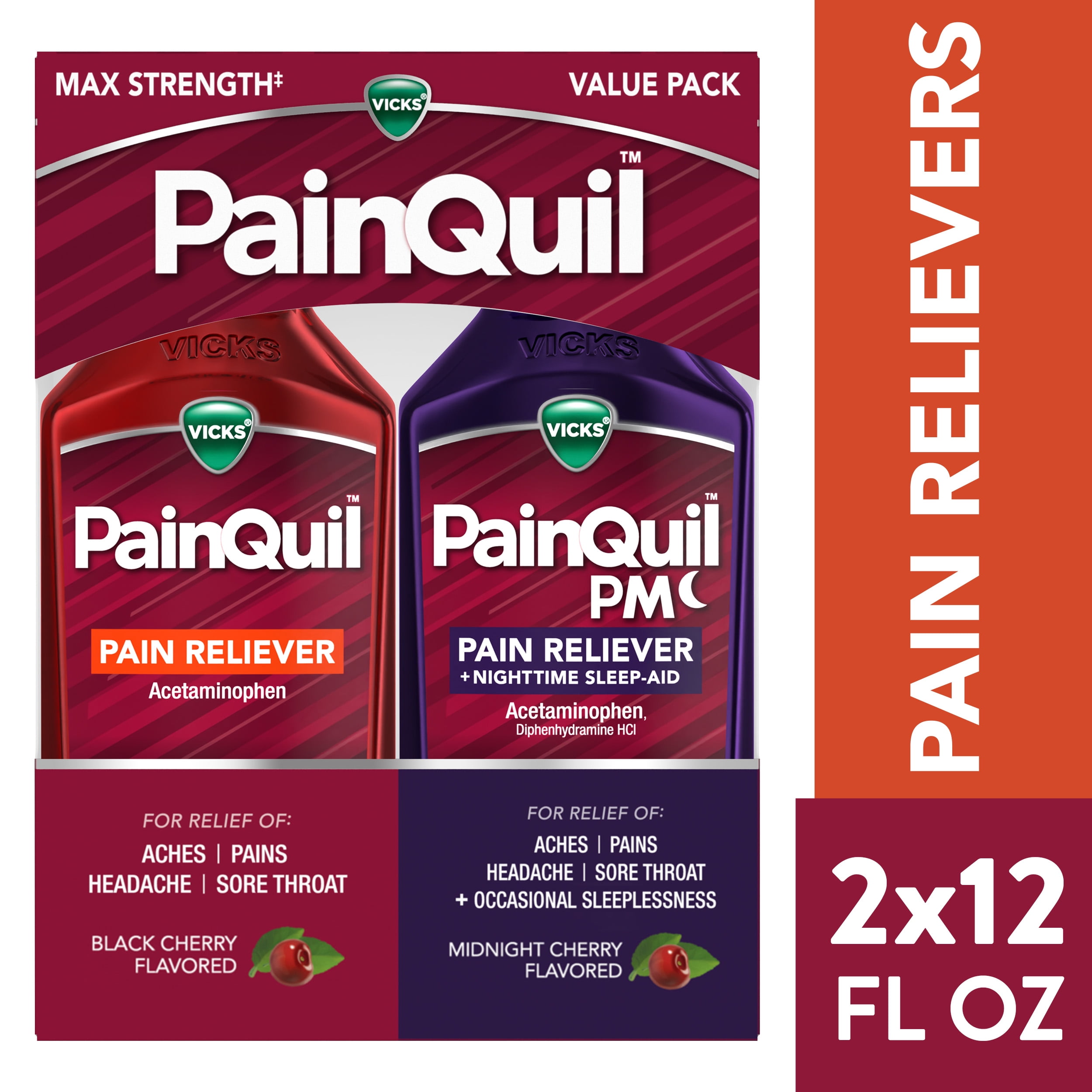Vicks PainQuil Pain Reliever & PM Nighttime Sleep Aid, over-The-Counter ...