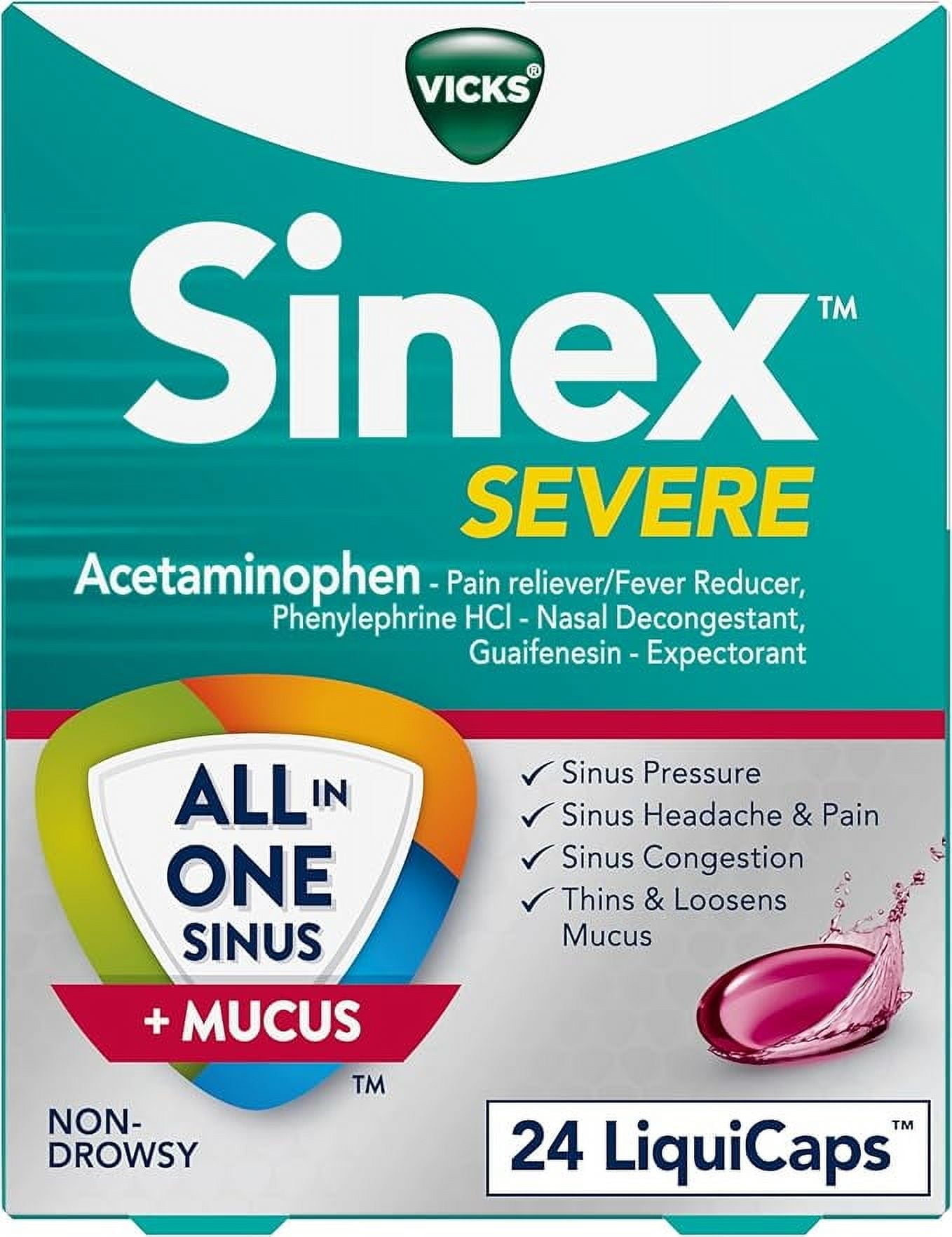 Vicks Sinex SEVERE, All-In-One Sinus Relief, Pain, Pressure, Congestion ...