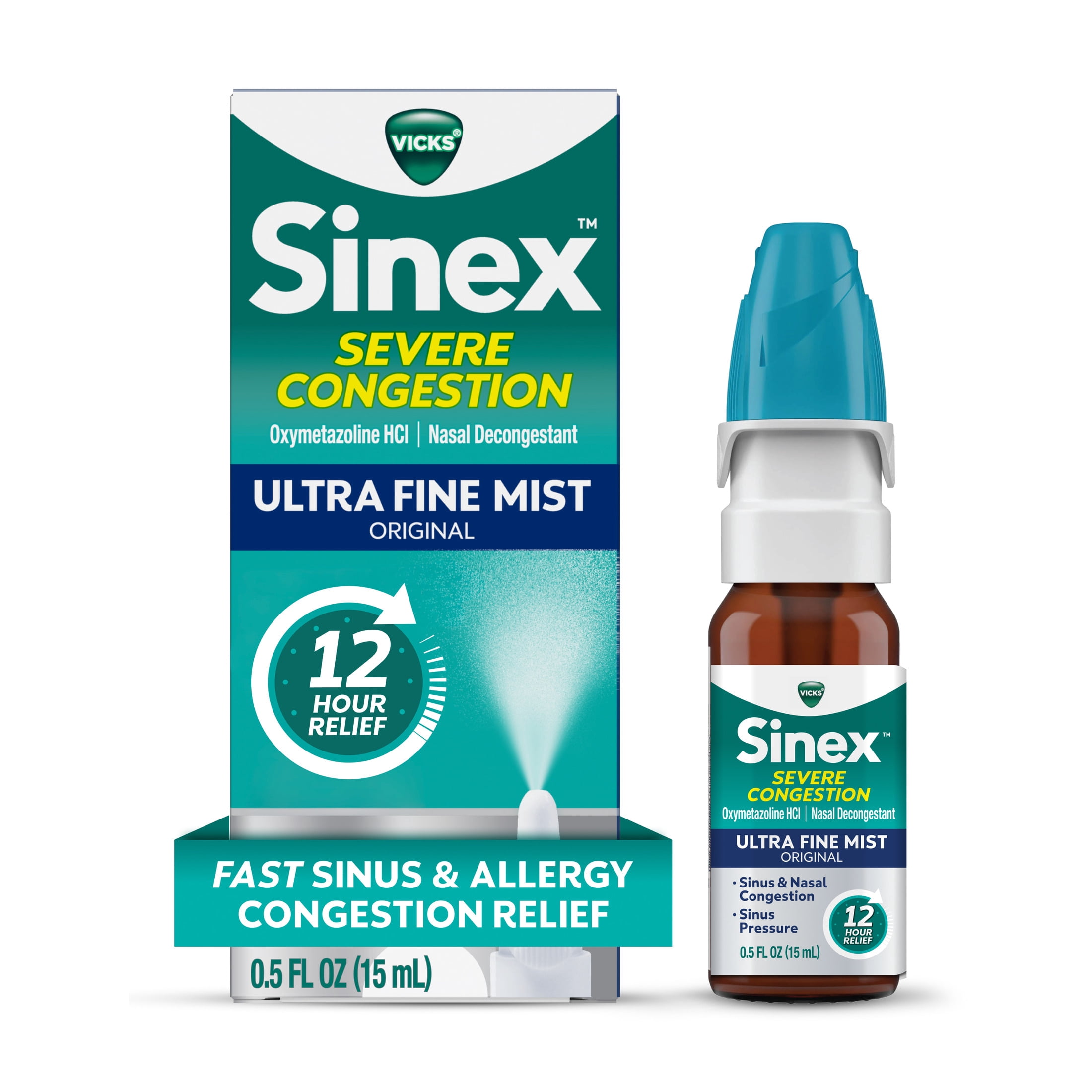Vicks Sinex SEVERE CONGESTION Original Nasal Spray, Sinus Medicine, 0.5 ...