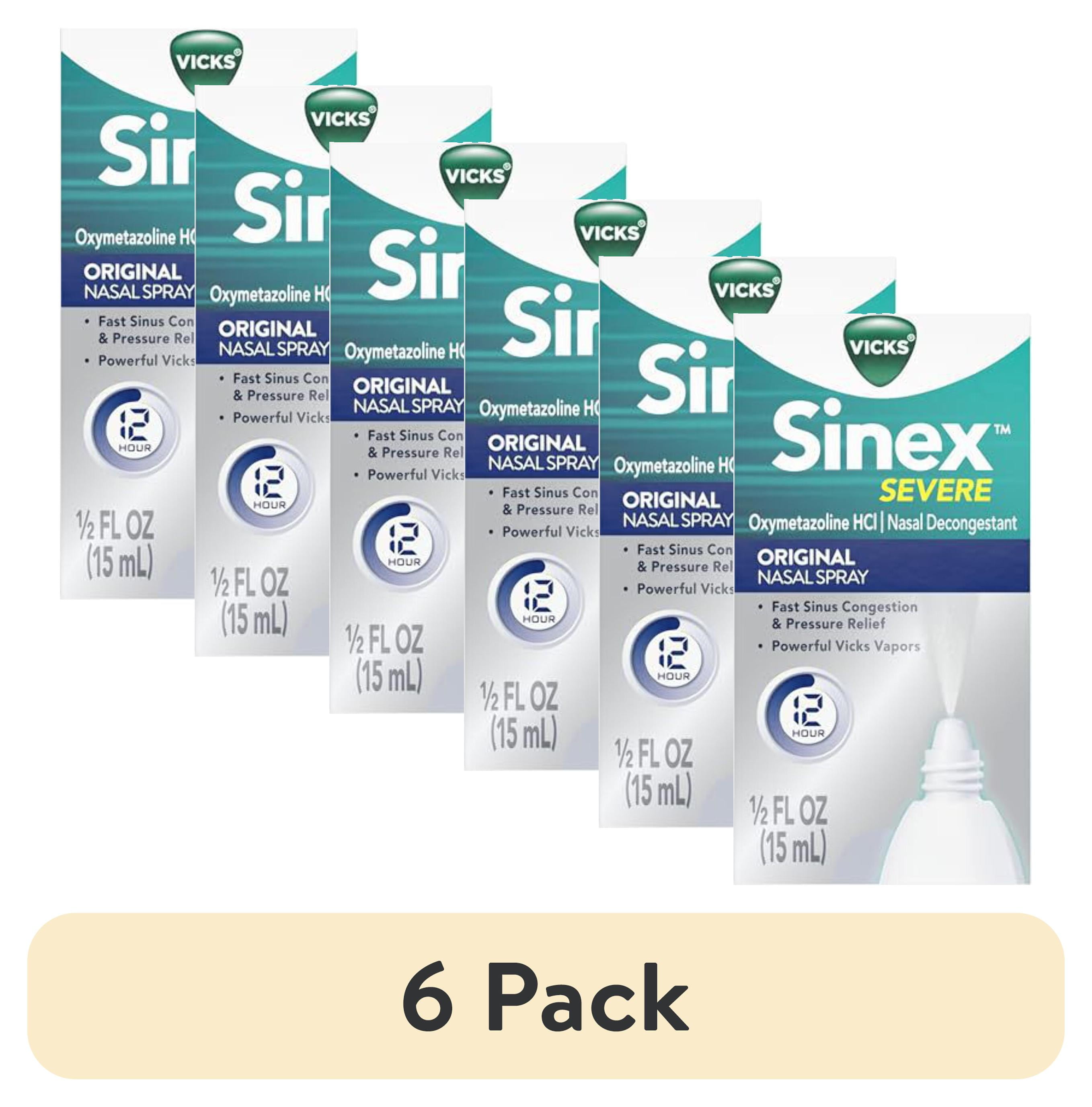 (6 pack) Vicks Sinex Severe Original Nasal Spray, Decongestant Medicine ...