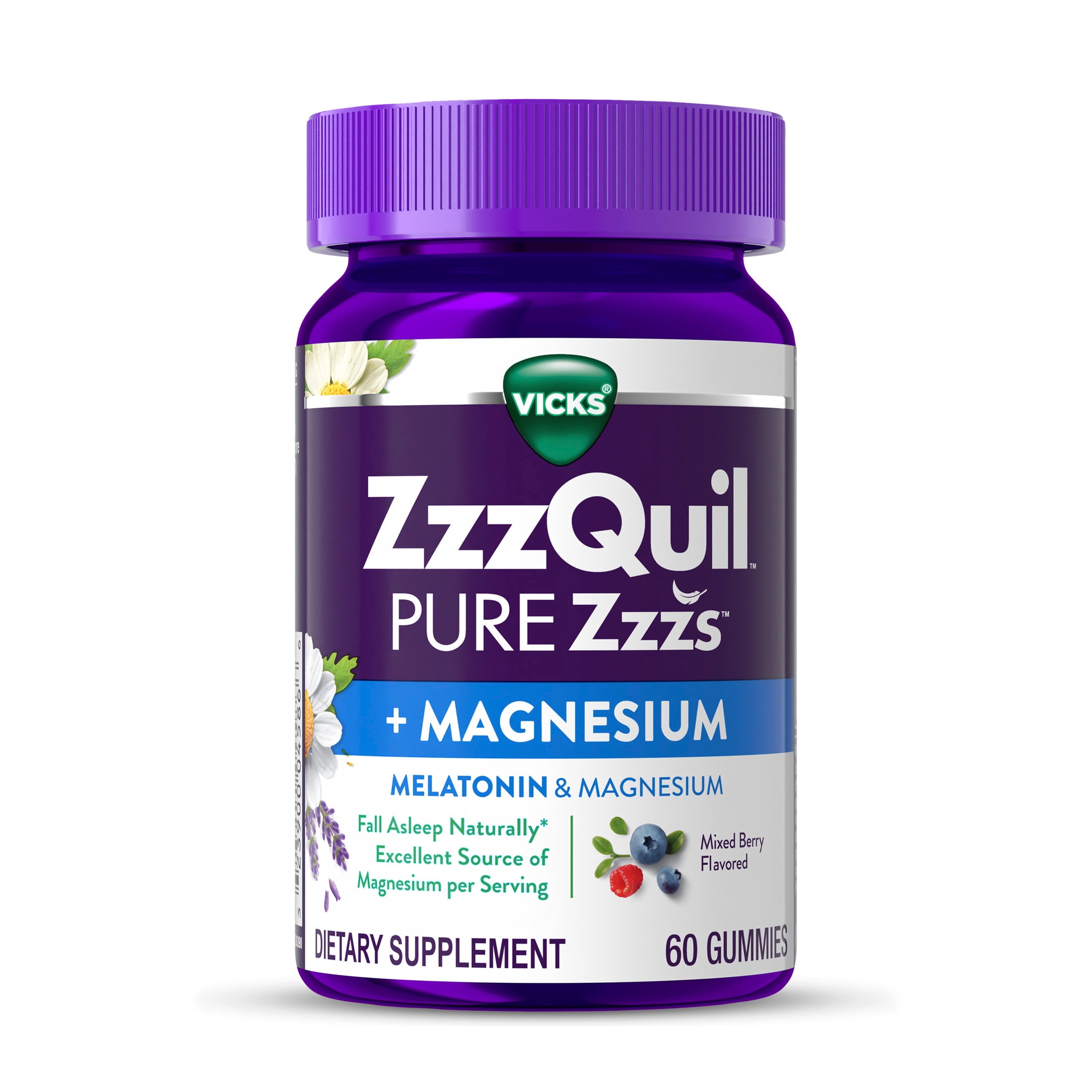 ZzzQuil PURE Zzzs Melatonin + Magnesium Sleep Aid Gummies, 2mg, Mixed ...