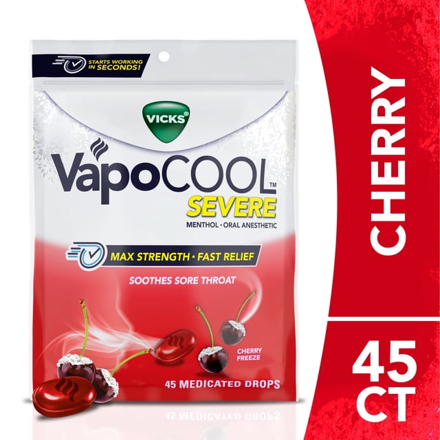 Vicks Vapo Cool Severe Menthol Drops, Cold Medicine for Sore Throat ...