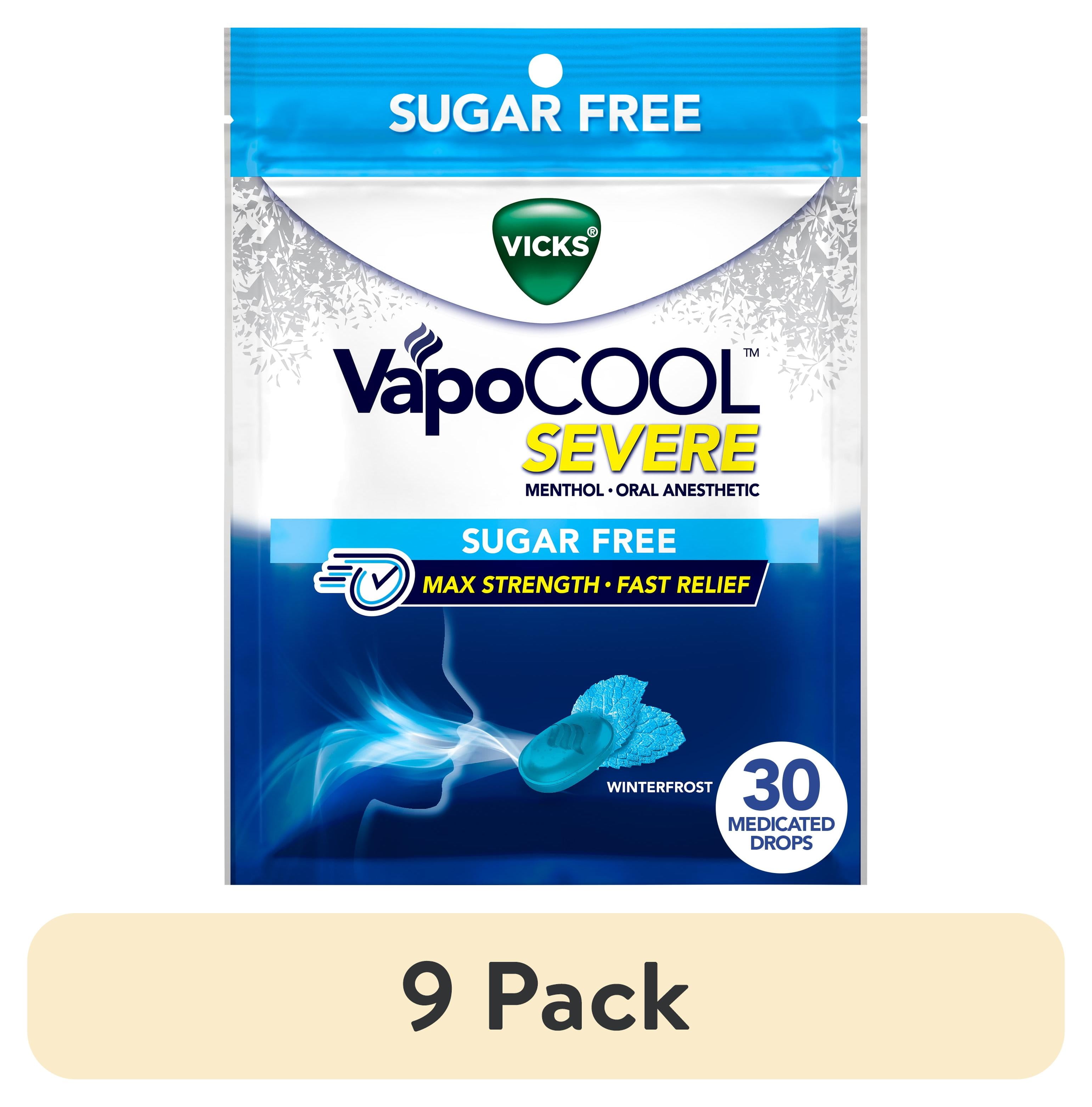 (9 pack) Vicks Vapo Cool Severe Sugar Free Menthol Drops, Medicine for ...