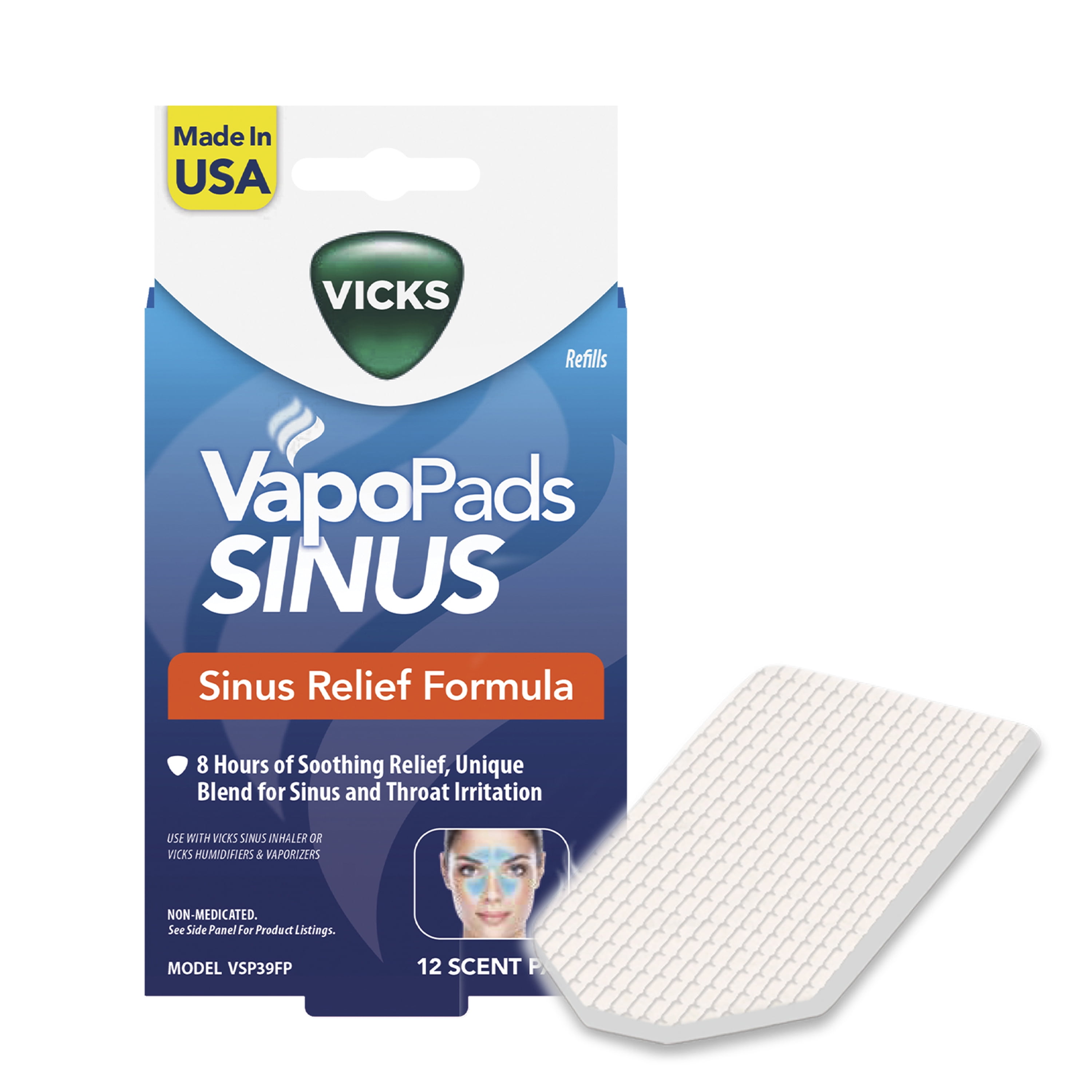 Vicks Sinus and Throat Relief Scent Pads 12-Pack for Cough Congestion ...