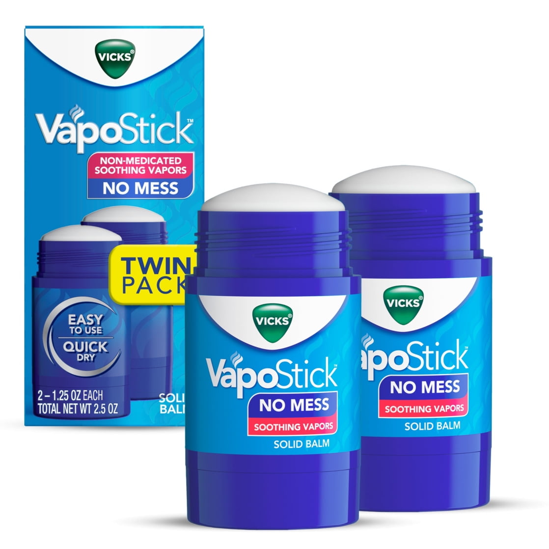 Vicks Vapo Stick, No Mess Non-Medicated Solid Balm Vapor Rub with ...