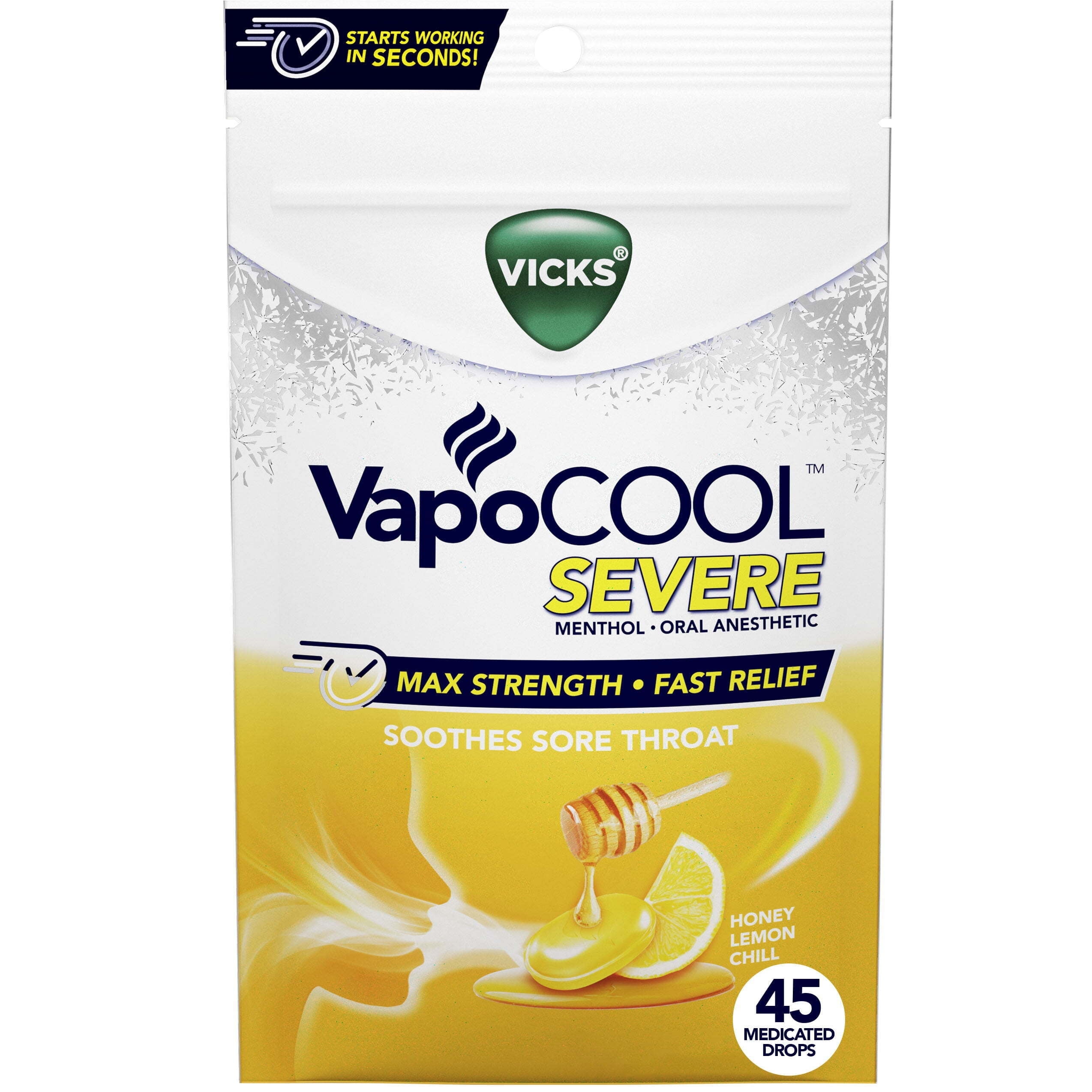 Vicks Vapo Cool Severe Menthol Drops, Cold Medicine for Sore Throat ...