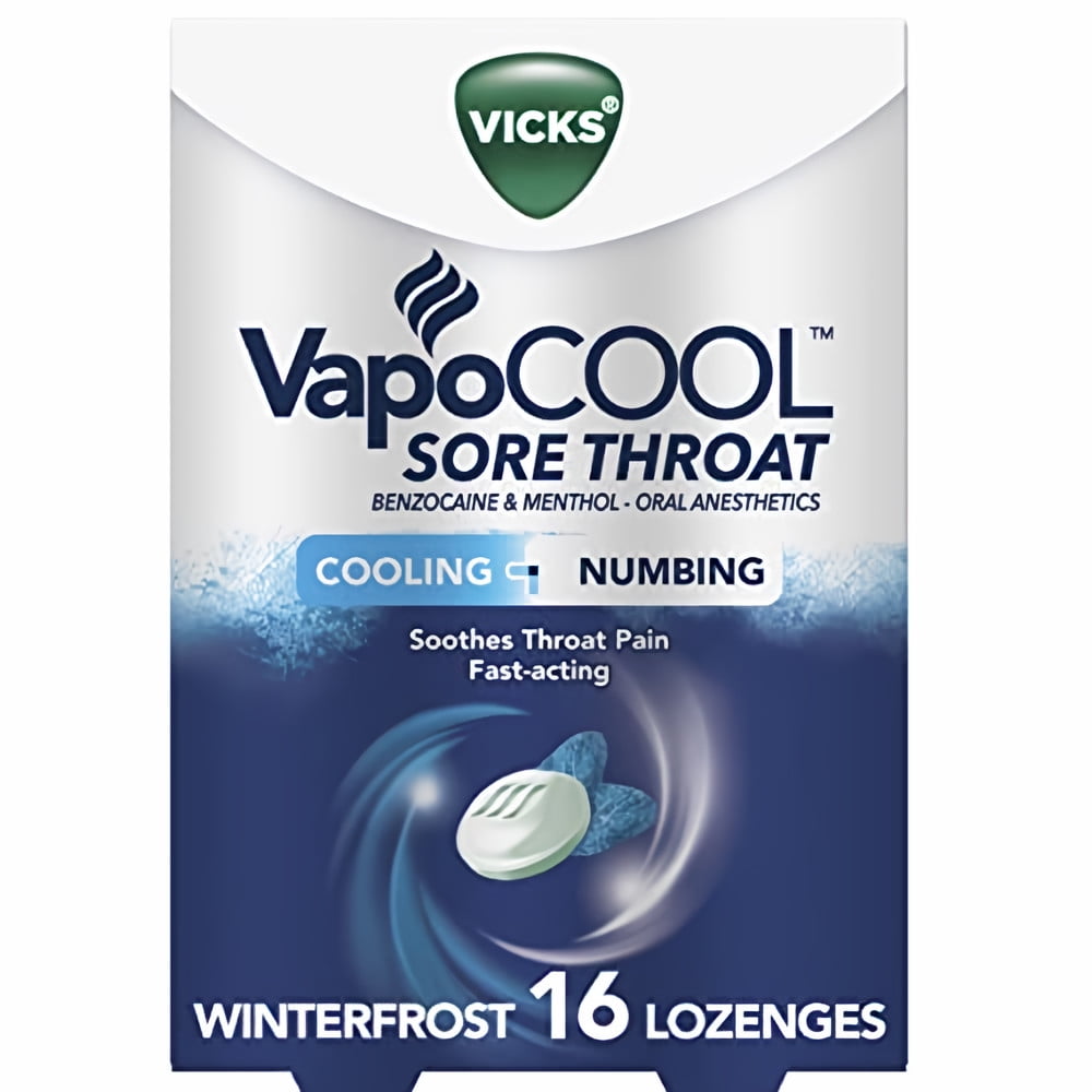 Vicks VapoCool Sore Throat Lozenge Relieves, Winterfrost (Pack of 12 ...