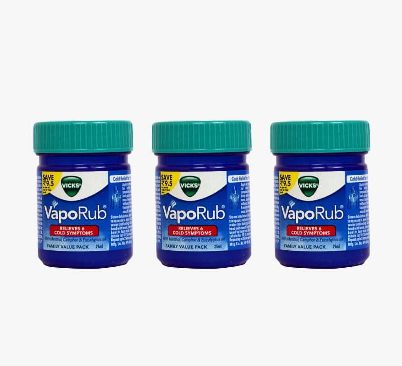 Vicks Vaporub Ointment, 25ml Family Pack, Relieves Nasal Congestion ...