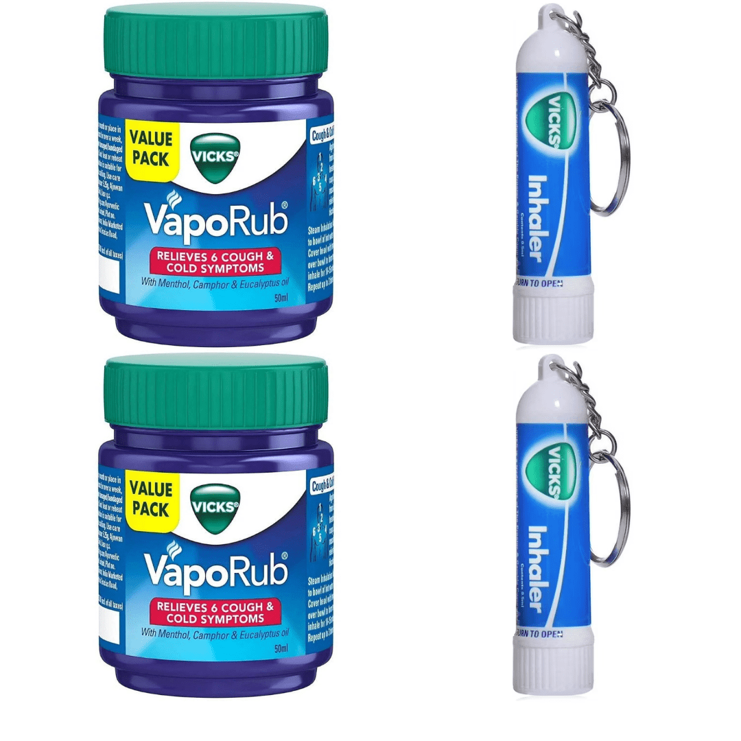 Vicks Vaporub & Inhaler Relieves Blocked Nose Cold Relief 2 Vaporub+2 ...