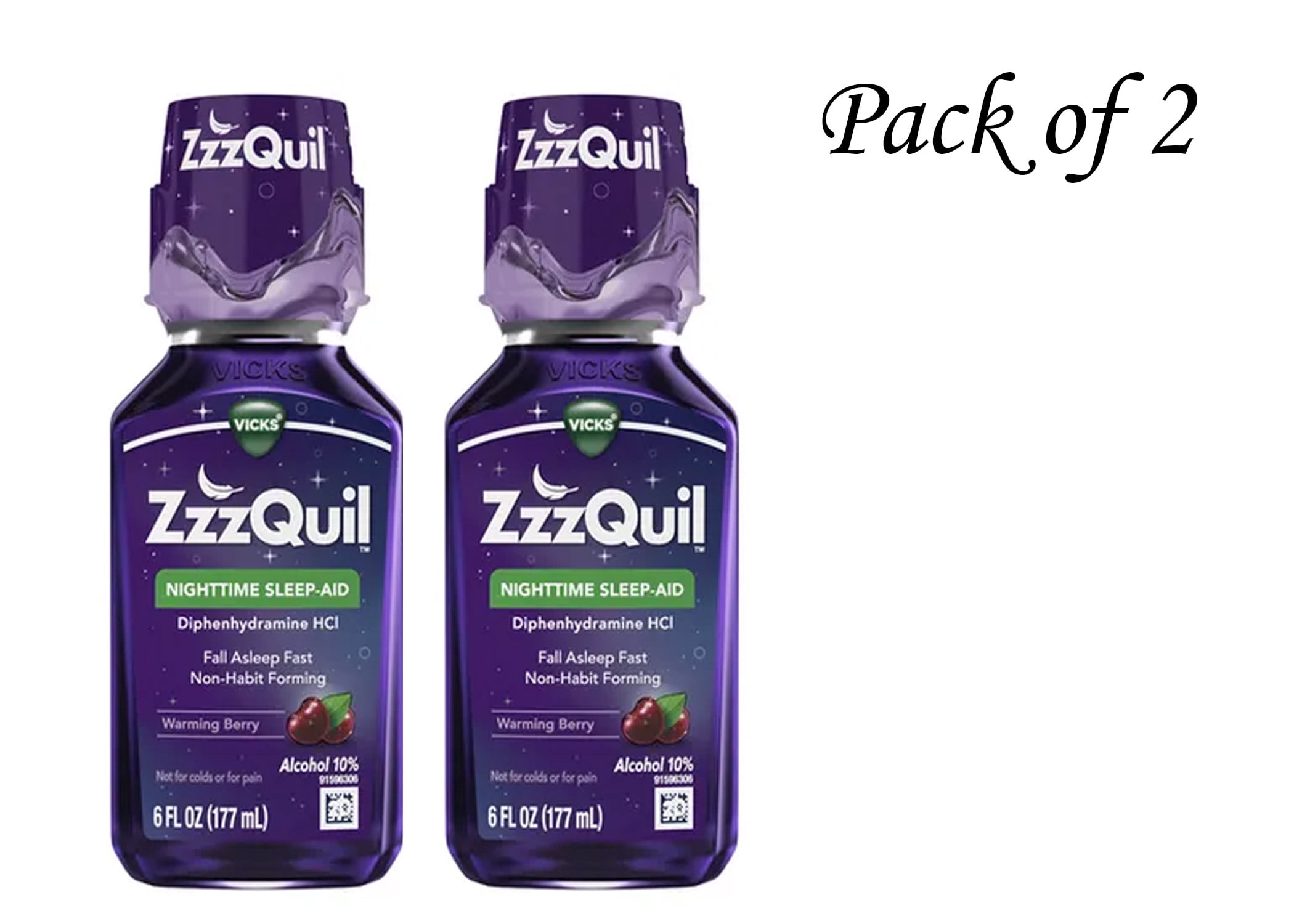 Vicks ZzzQuil Nighttime Sleep Aid Liquid, Warming Berry 6 Fl Oz (Pack ...