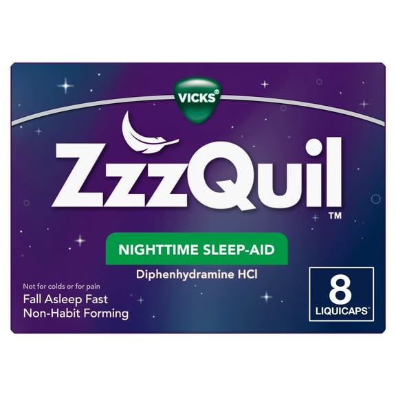 Vicks ZzzQuil Nighttime Sleep Aid Liquid, Diphenhydramine HCI 50mg ...