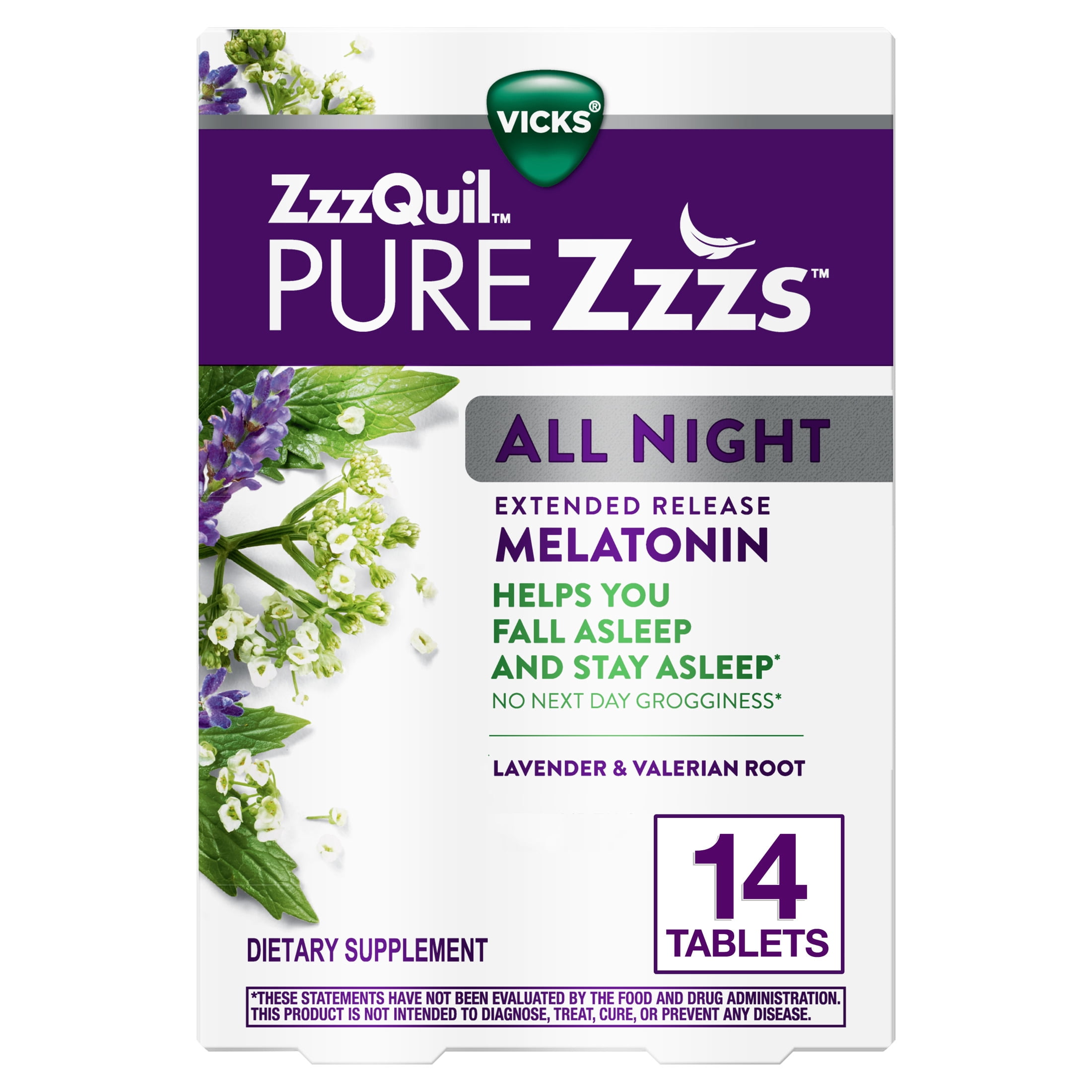 ZzzQuil PURE Zzzs Melatonin Extended Release Sleep Aid Tablets, Dietary ...