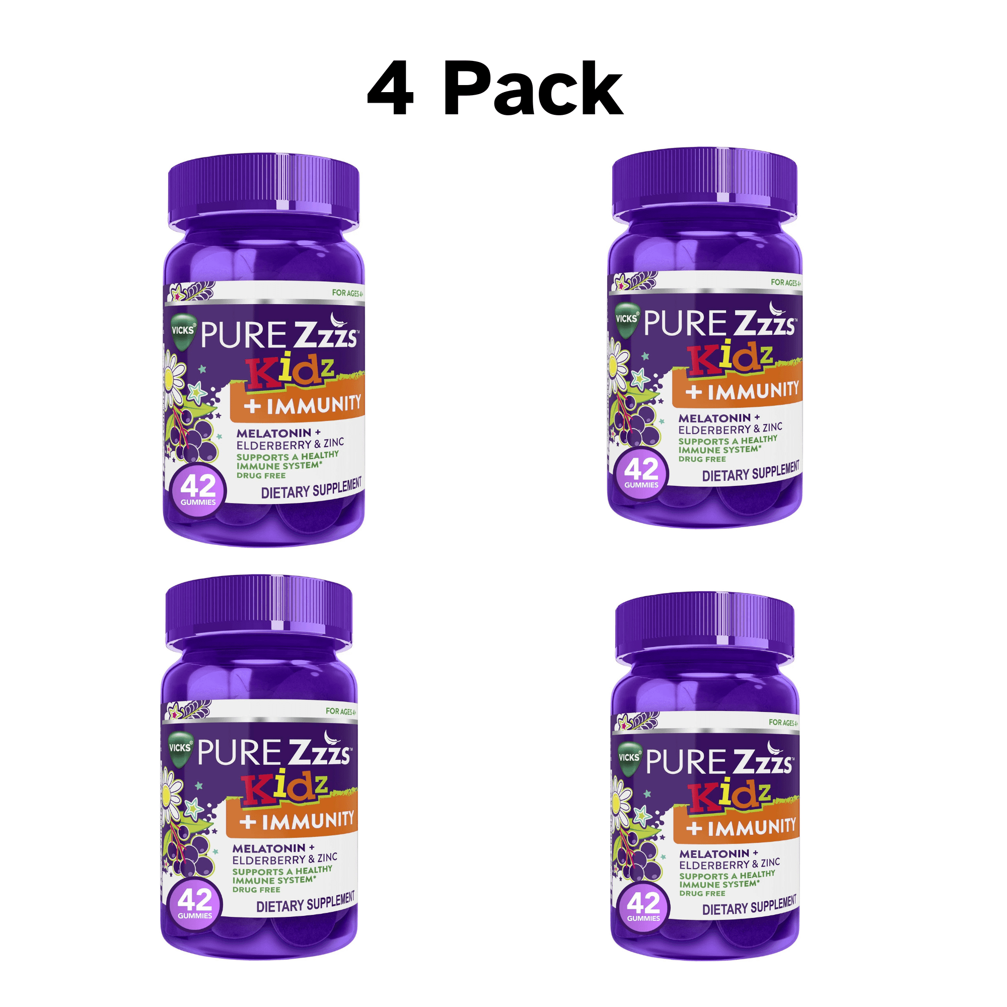 Vicks ZzzQuil Pure Zzzs Kidz + Immunity Melatonin Gummies for Kids ...