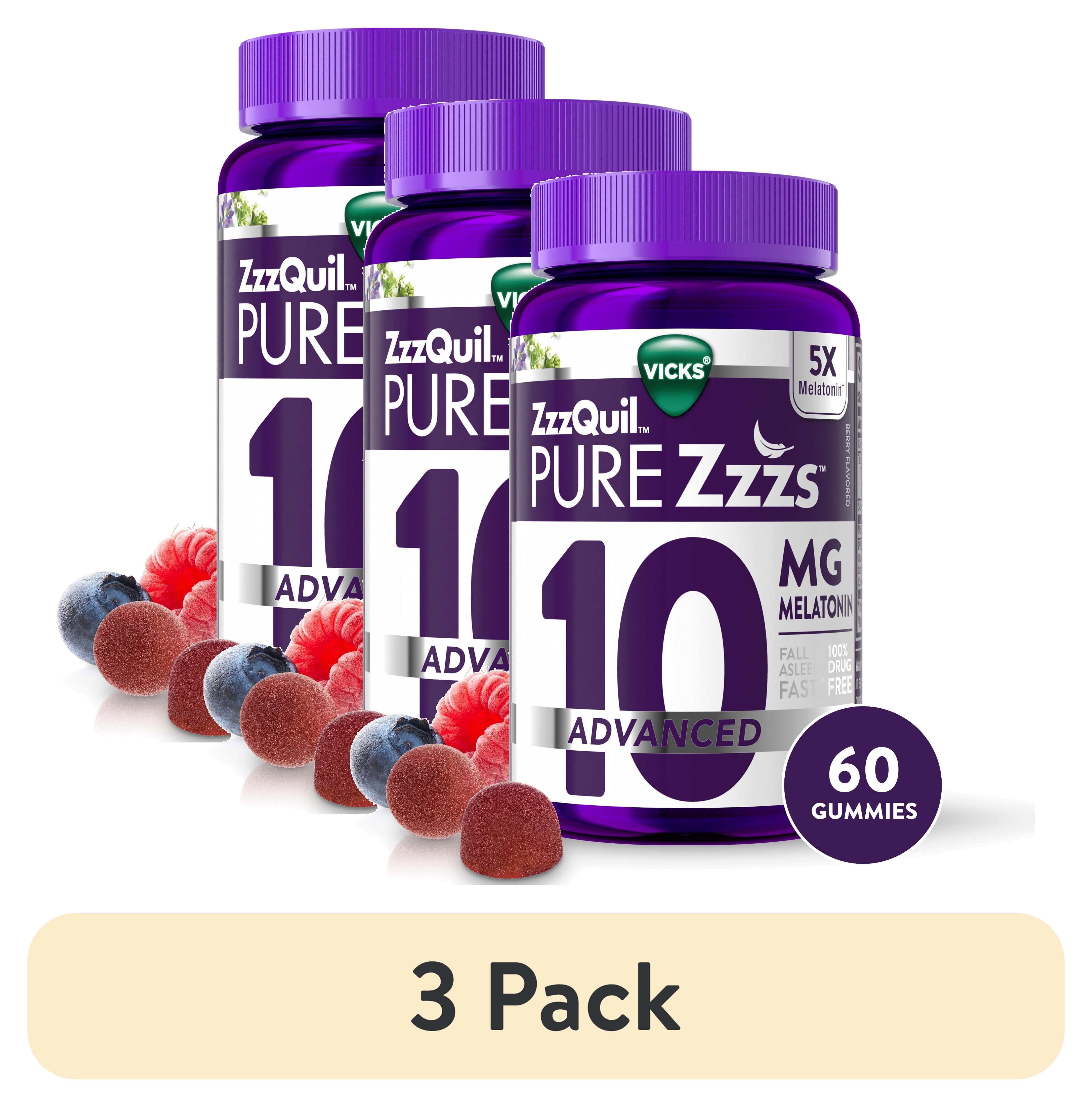 (3 pack) Vicks ZzzQuil Pure Zzzs Sleep Aid Melatonin Gummies, Melatonin ...