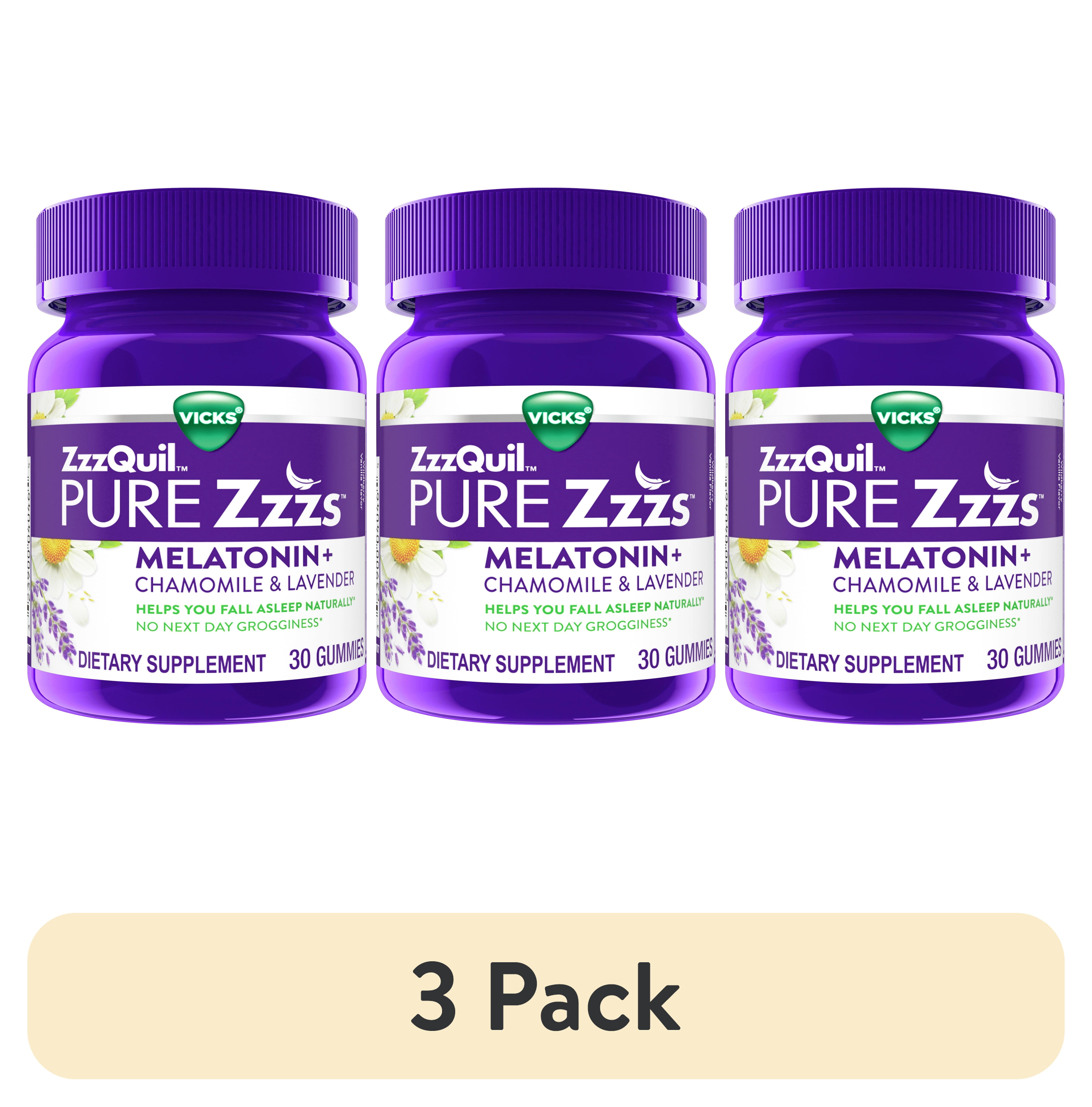(3 pack) Vicks ZzzQuil Pure Zzzs Sleep Aid Melatonin Gummies, Melatonin ...