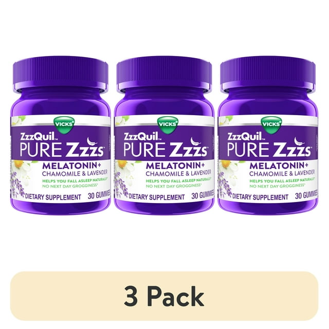 (3 pack) Vicks ZzzQuil Pure Zzzs Sleep Aid Melatonin Gummies, Melatonin ...