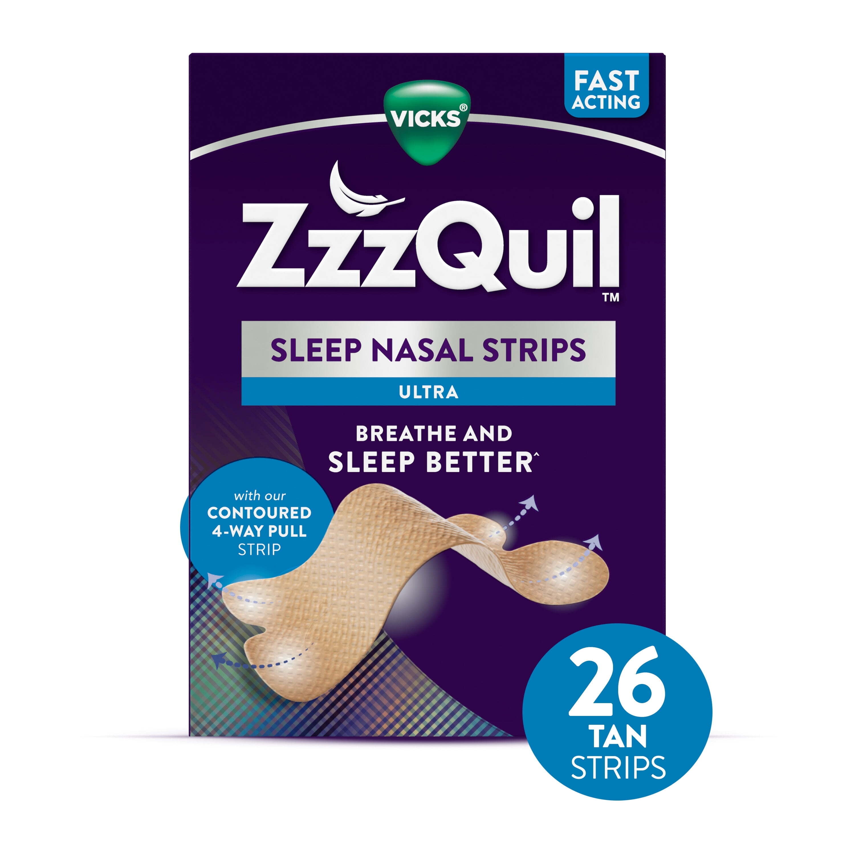 Vicks ZzzQuil Sleep Nasal Strips, Snoring, Nighttime Nasal Strips, Drug ...