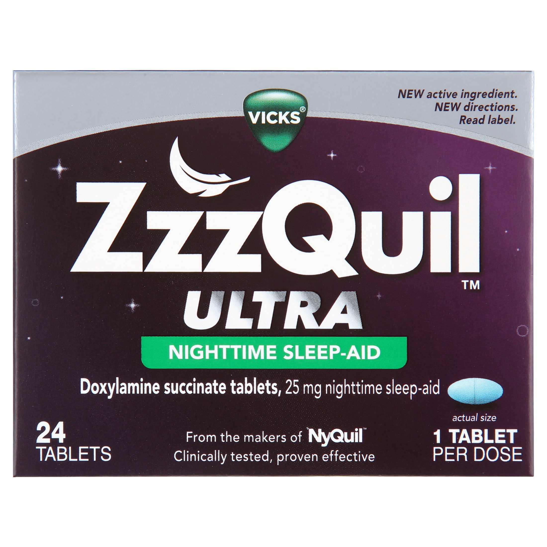Vicks ZzzQuil Ultra Sleep Aid Tablets, Non-Habit Forming, Doxylamine ...