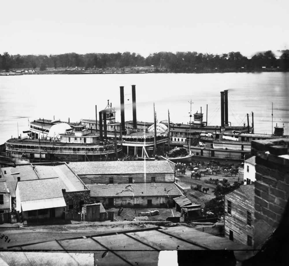 Vicksburg 1864. Nlevee And Steamboat At Vicksburg Mississippi ...