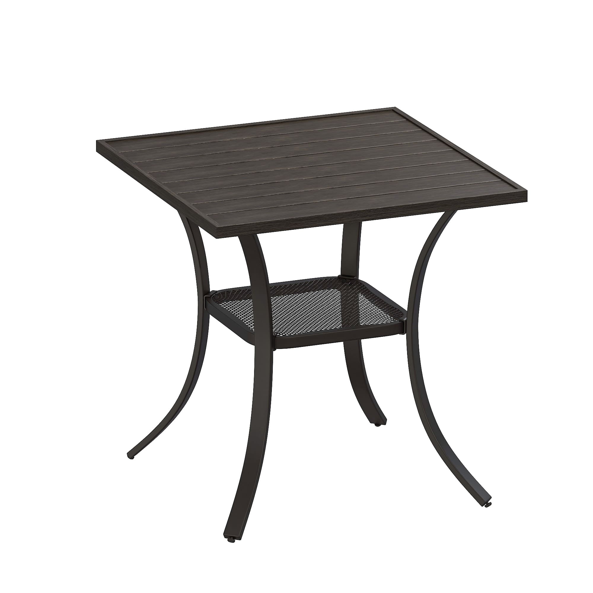 Vicllax 28" Patio Bistro Table Square Metal Slatted Tabletop with ...