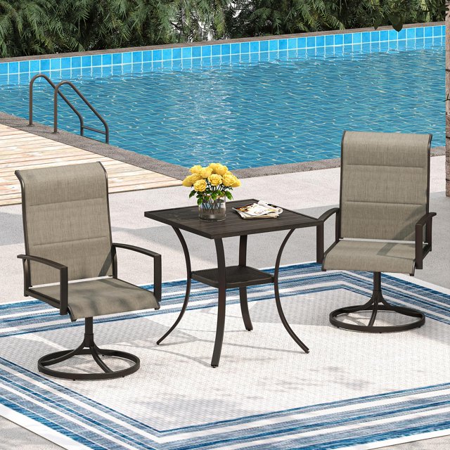 Vicllax 3 Pcs Patio Bistro Set Small Outdoor Dining Set Metal for ...