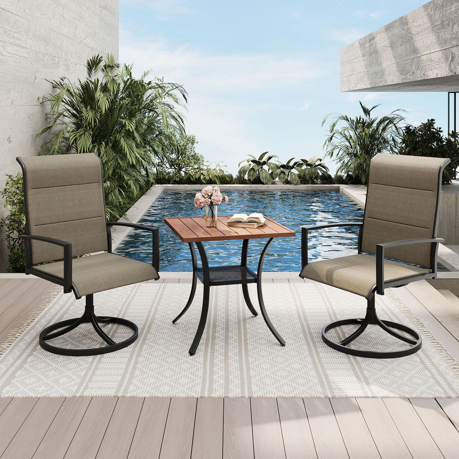 Vicllax 3 Pcs Patio Bistro Set Small Outdoor Dining Set Metal for ...