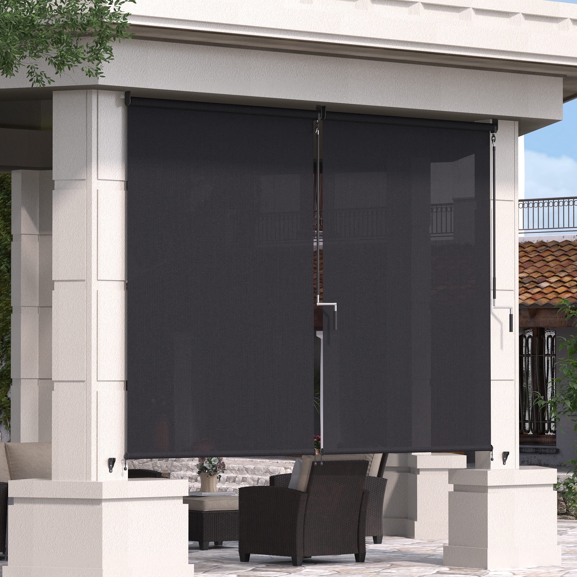 Vicllax 4'Wx6'H Outdoor Roller Shades Blinds for Patio Porch Crank ...