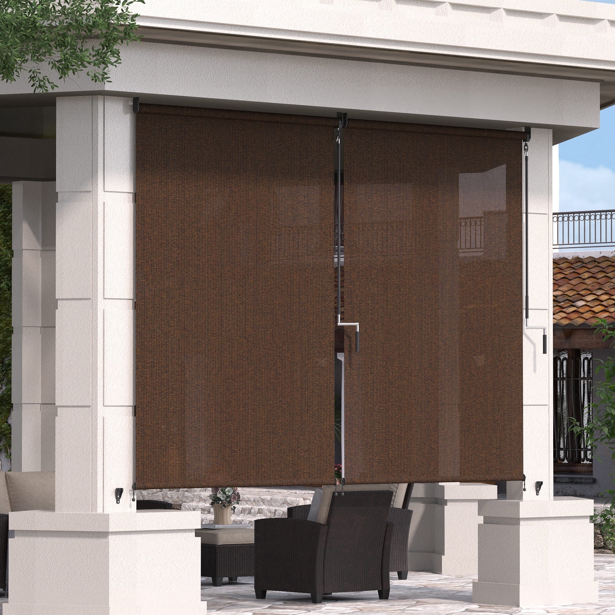 Vicllax 4'Wx6'H Outdoor Roller Shades Blinds for Patio Porch Crank ...