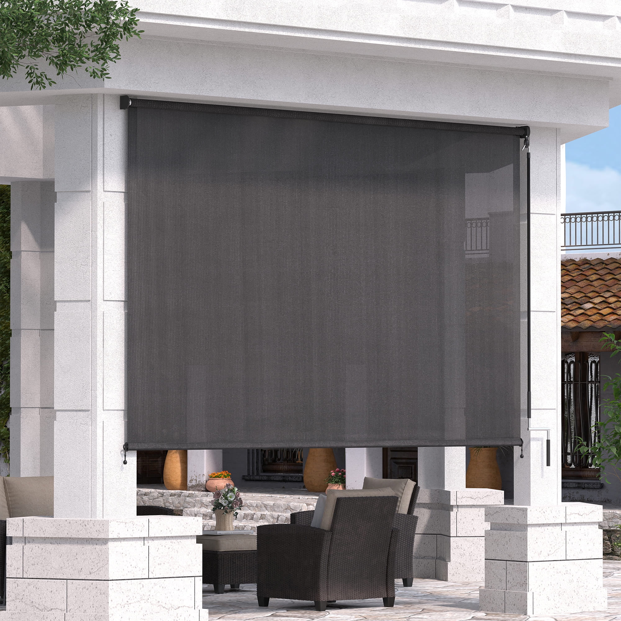 Vicllax 6'Wx6'H Outdoor Roller Shades Blinds for Patio Porch Crank ...