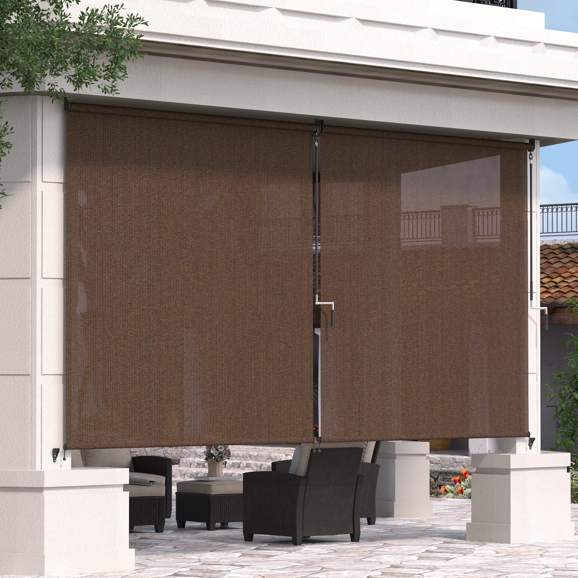 Vicllax 6'Wx6'H Outdoor Roller Shades Blinds for Patio Porch Crank ...