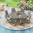 Vicllax 9-Piece Outdoor Patio Dining Set Metal Frame Swivel Chairs ...