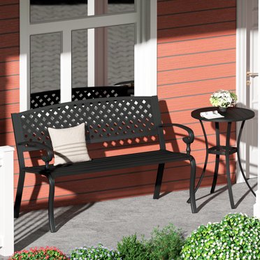 Free Shipping! Outdoor Powder Coated Steel Park Bench, Garden Bench ...