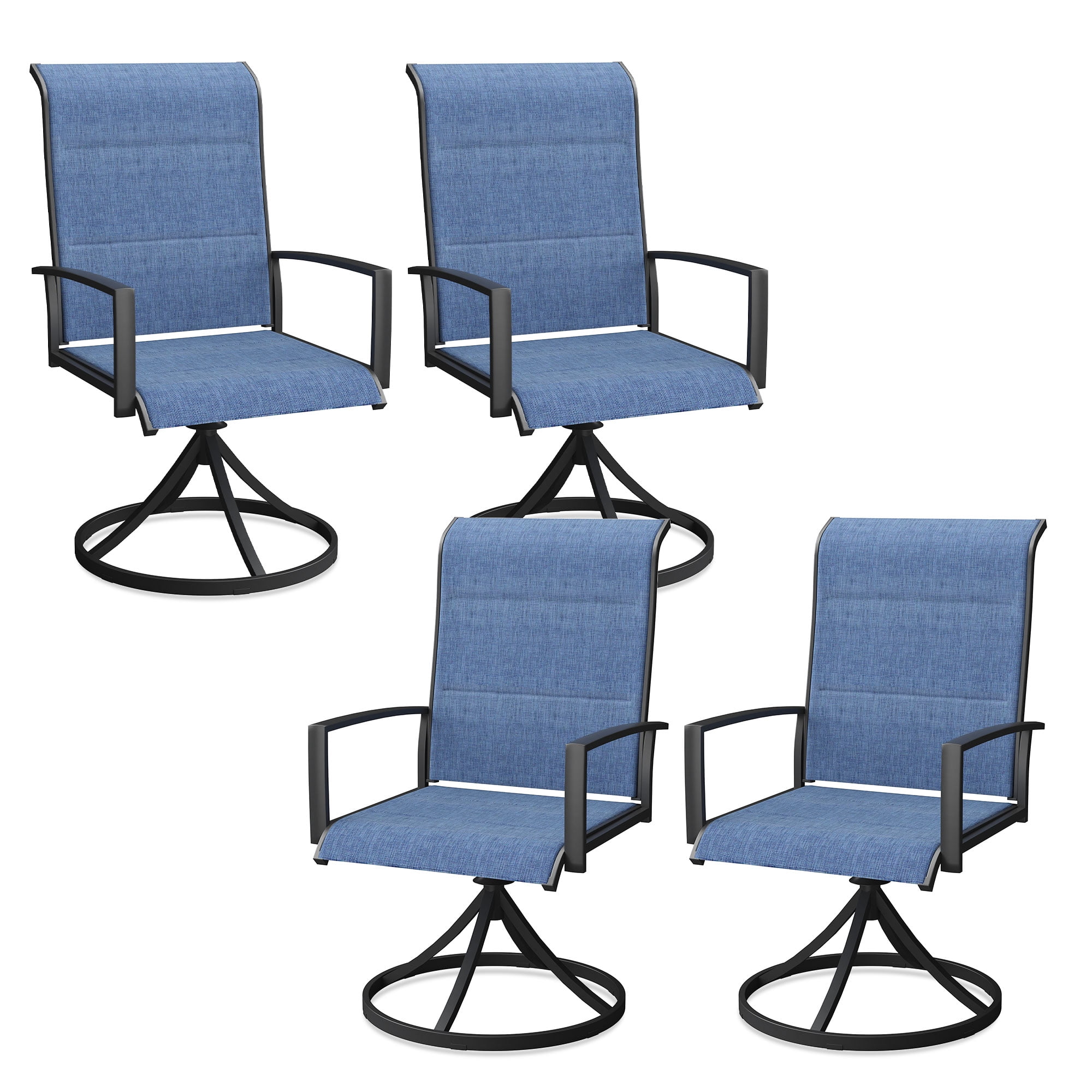 Vicllax Outdoor Dining Chair Patio Swivel Chairs Padded Textilene ...