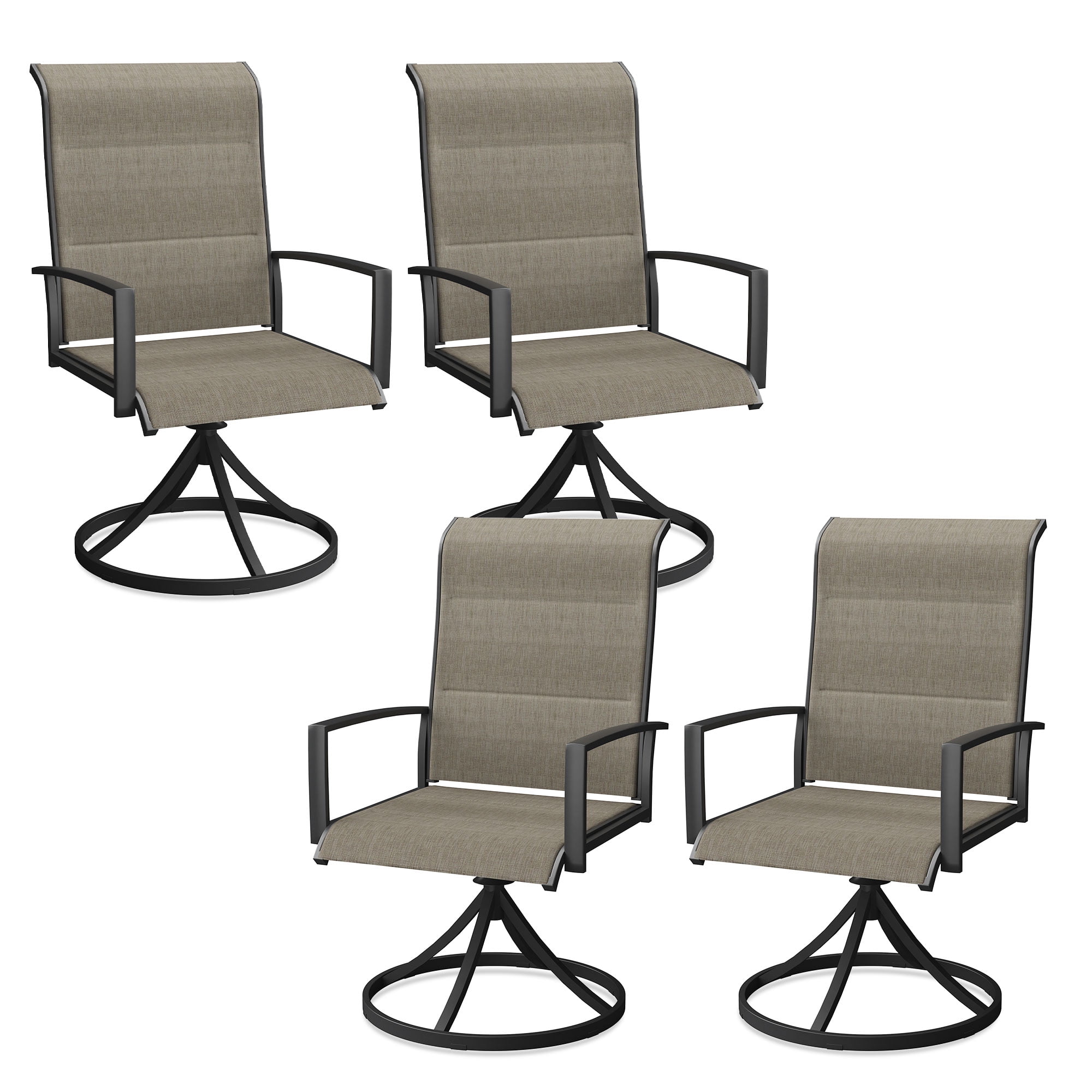 Vicllax Outdoor Dining Chair Patio Swivel Chairs Padded Textilene ...
