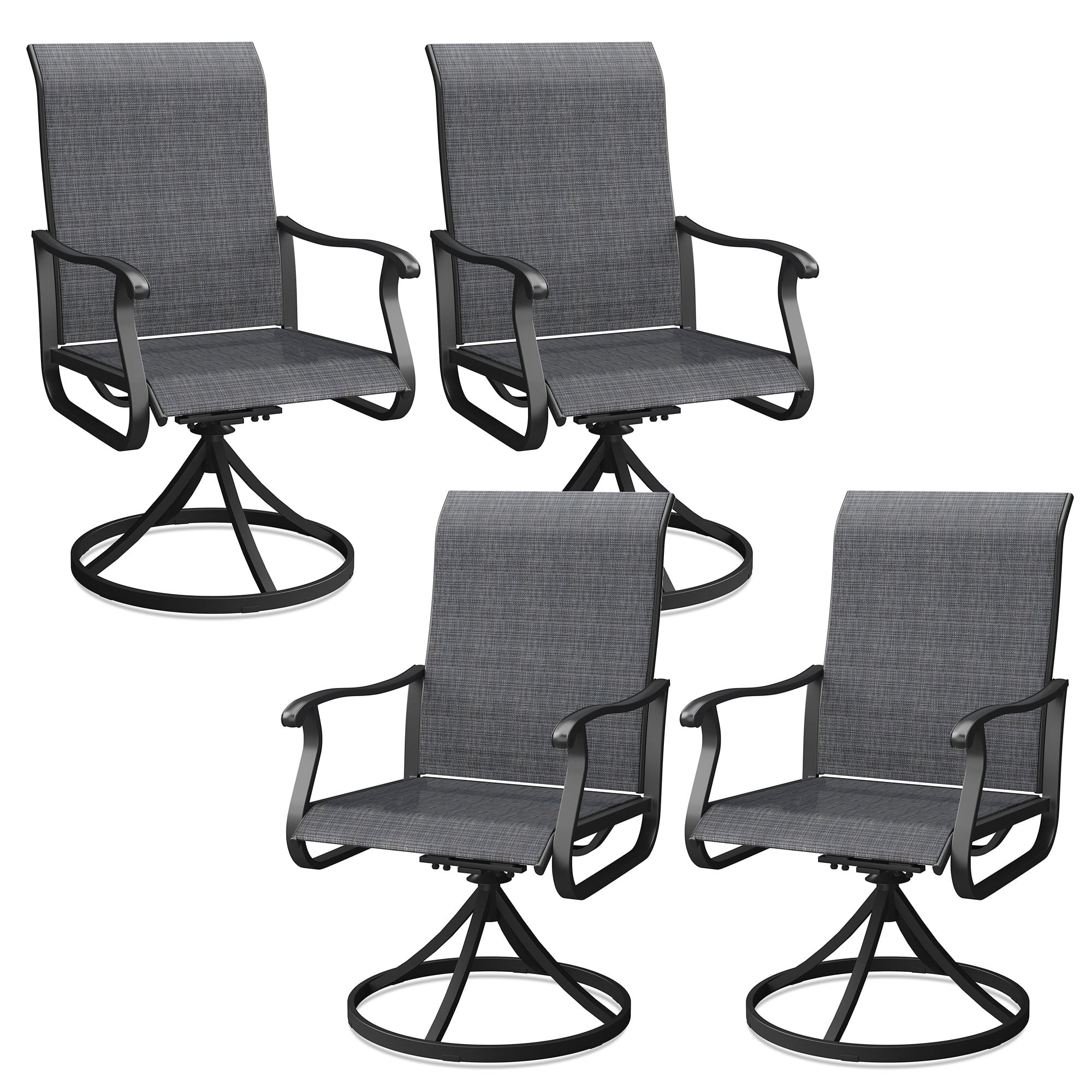Vicllax Outdoor Dining Chair Patio Swivel Chairs Set of 4 Rocking Metal ...