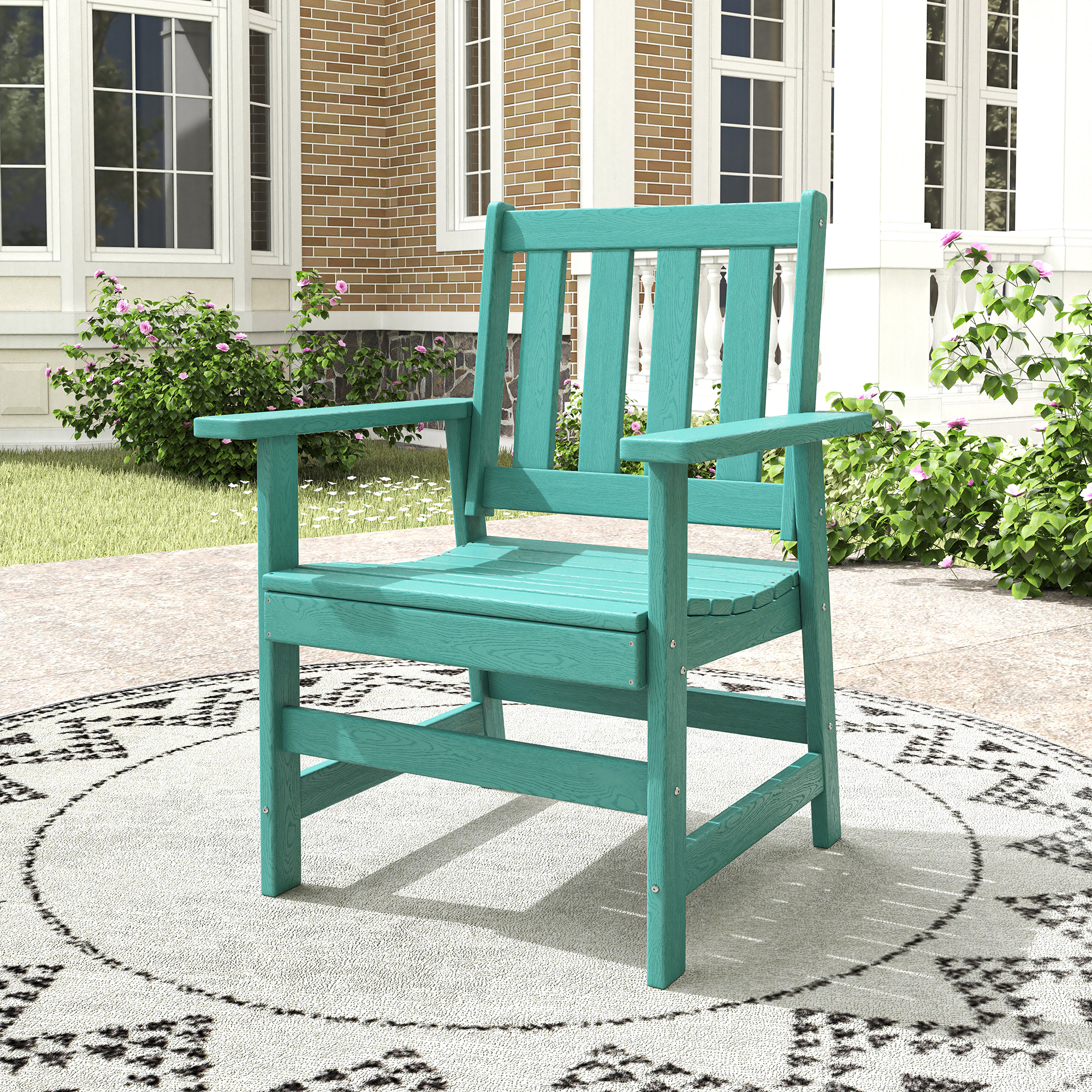 Vicllax Outdoor Dining Set Beach Style HDPE for Lawn Garden 66.8"Lx 33. ...