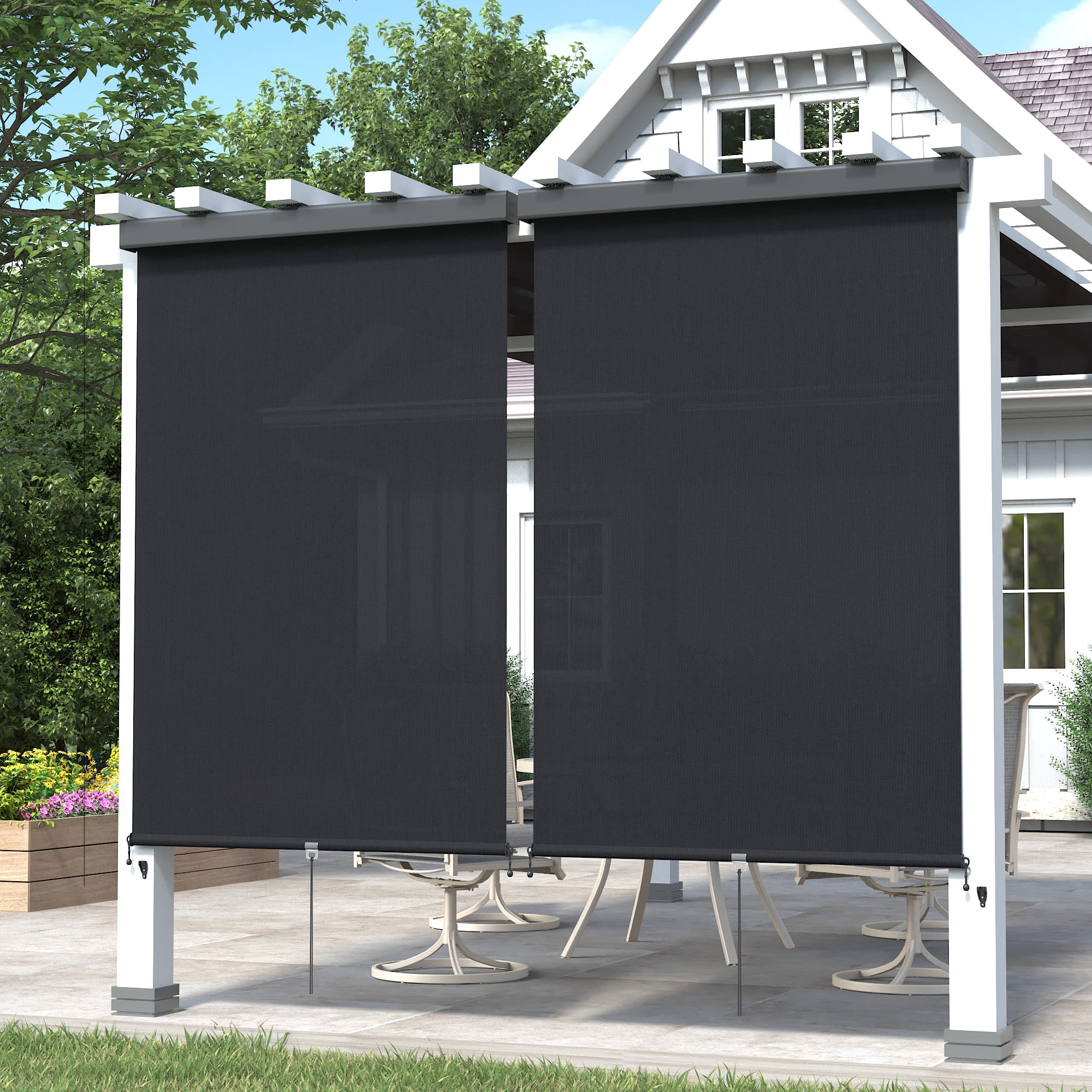 Vicllax Outdoor Patio Blinds Sun Shades Spring Roller Shade with ...