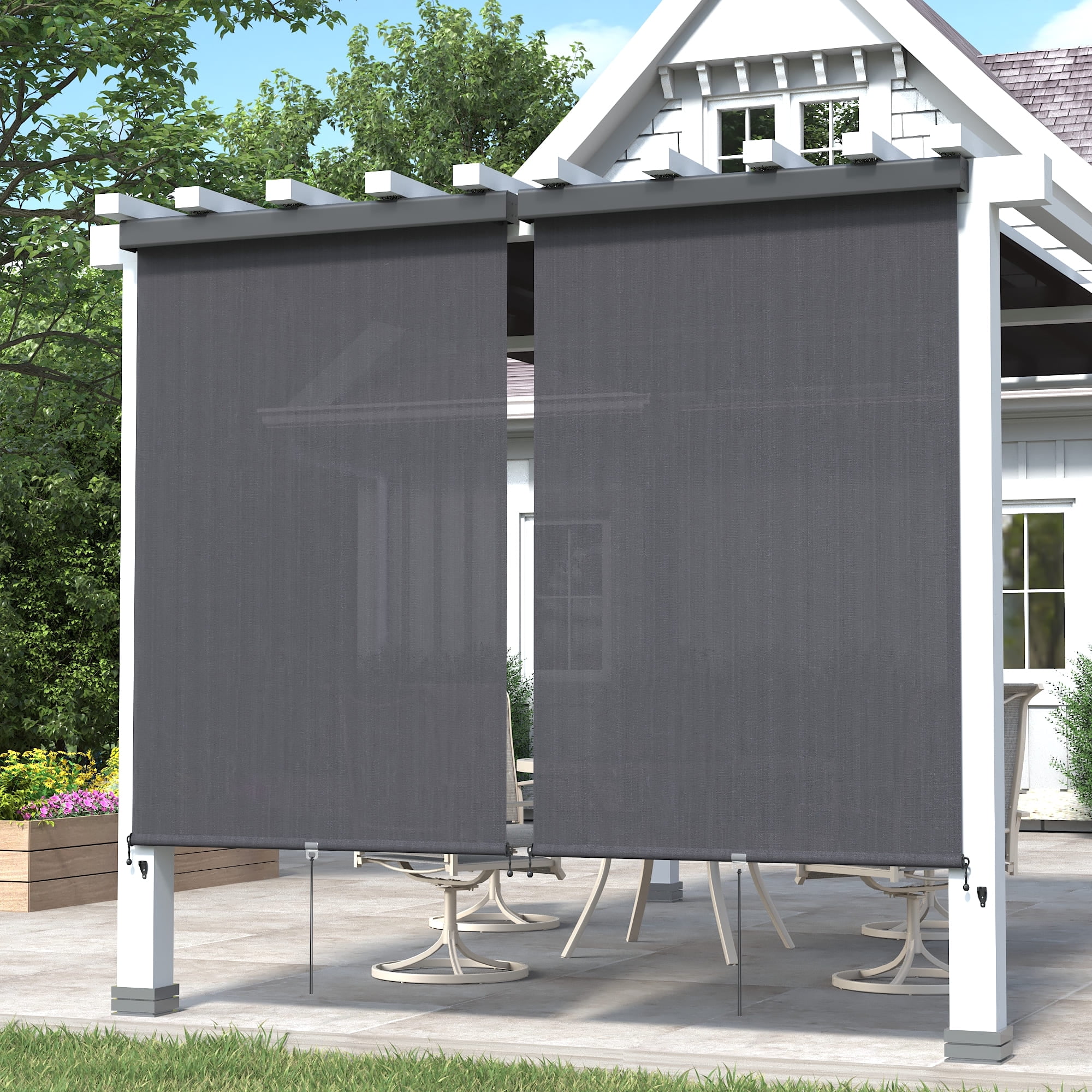 Vicllax Outdoor Patio Blinds Sun Shades Spring Roller Shade with ...