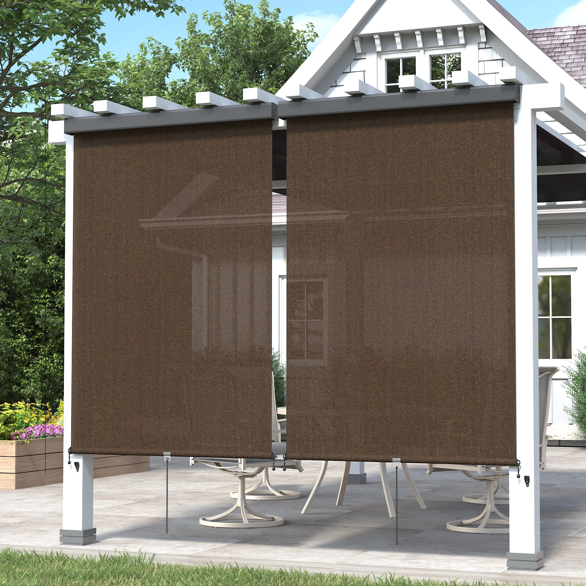 Vicllax Outdoor Patio Blinds Sun Shades Spring Roller Shade with ...