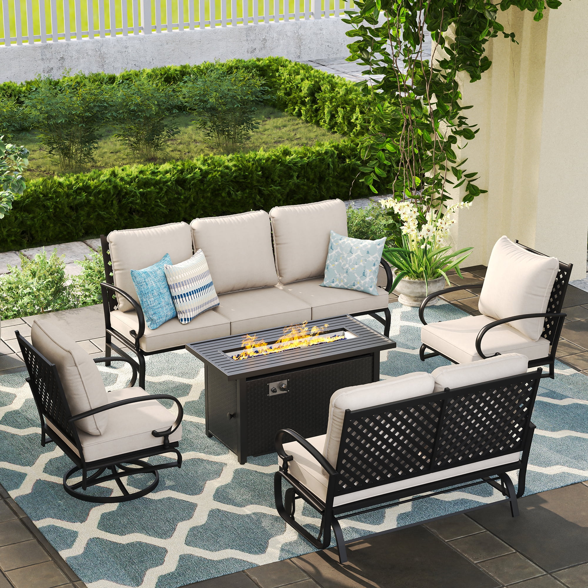 Vicllax Outdoor Patio Conversation Set Modern Style Metal for Garden ...