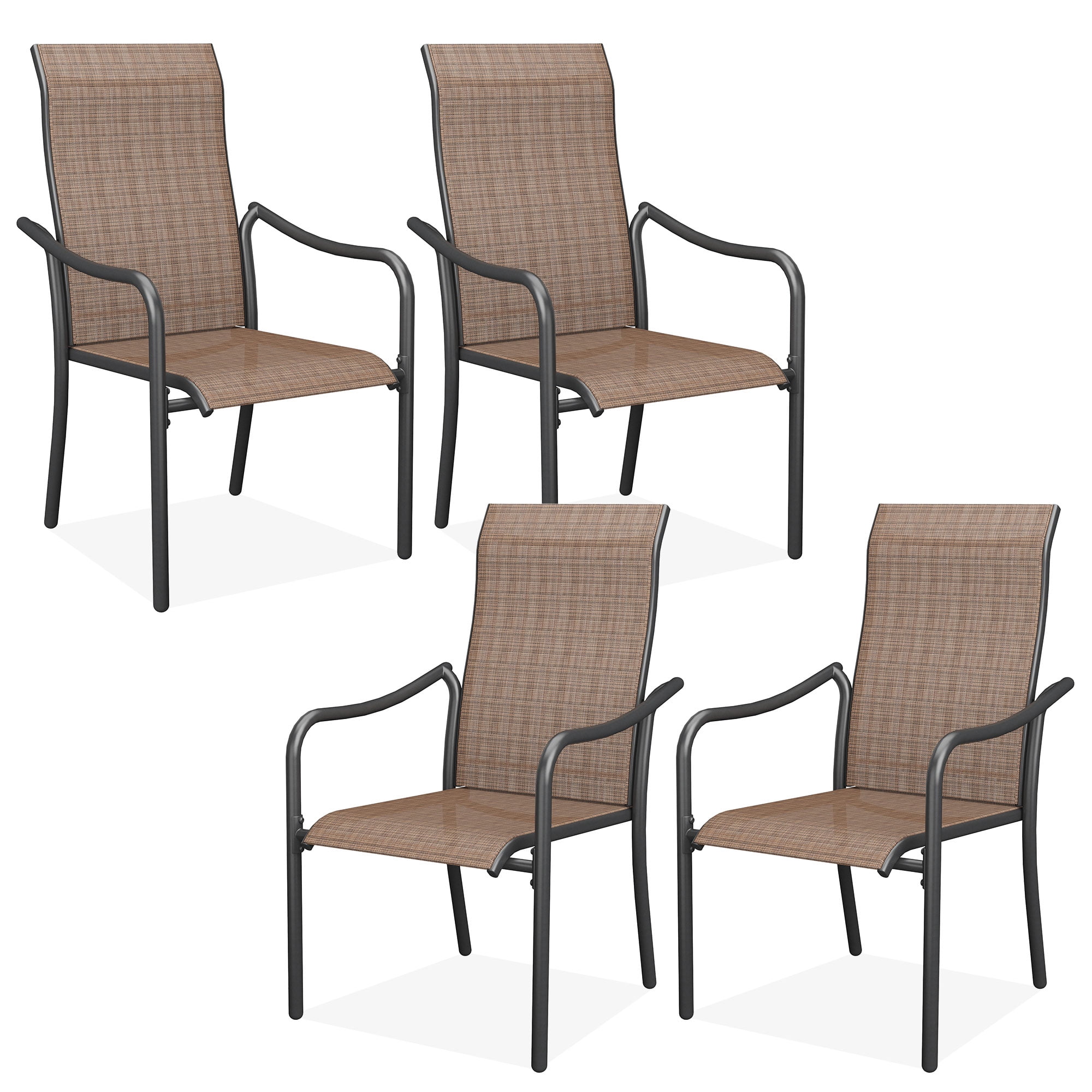 Vicllax Outdoor Patio Dining Chairs Stackable High Back Metal Frame ...