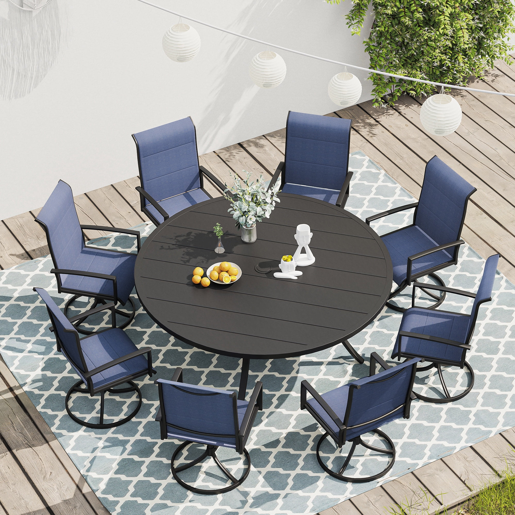 Vicllax Outdoor Patio Dining Set American Country Style Metal 54"for ...