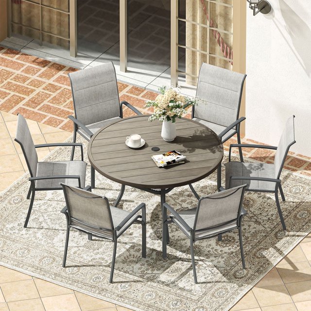 Vicllax Outdoor Patio Dining Set Modern Minimalist Design Metal 48"for ...