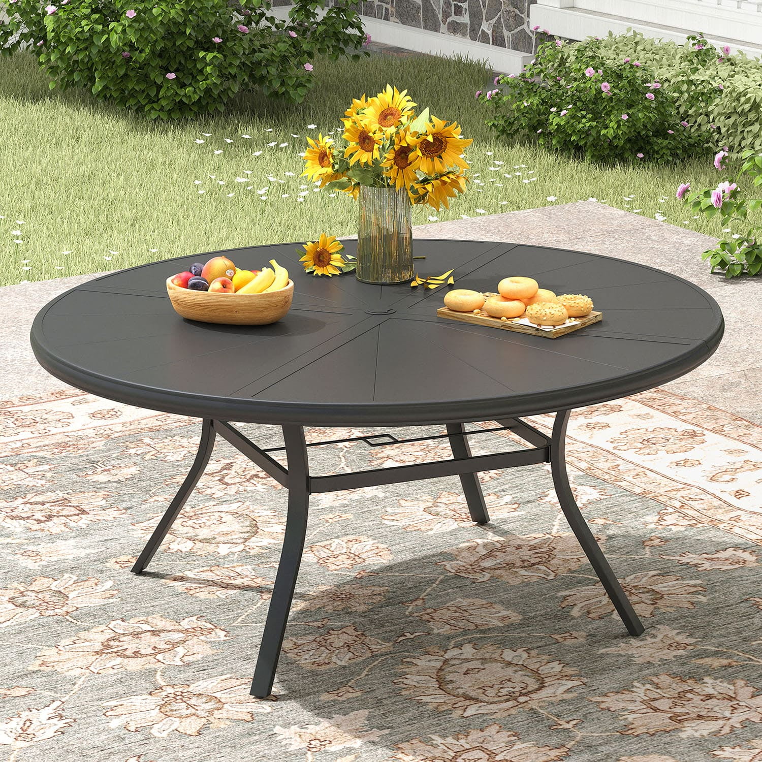 Vicllax Outdoor Patio Dining Table Dia.53" Aluminum Tabletop Metal ...