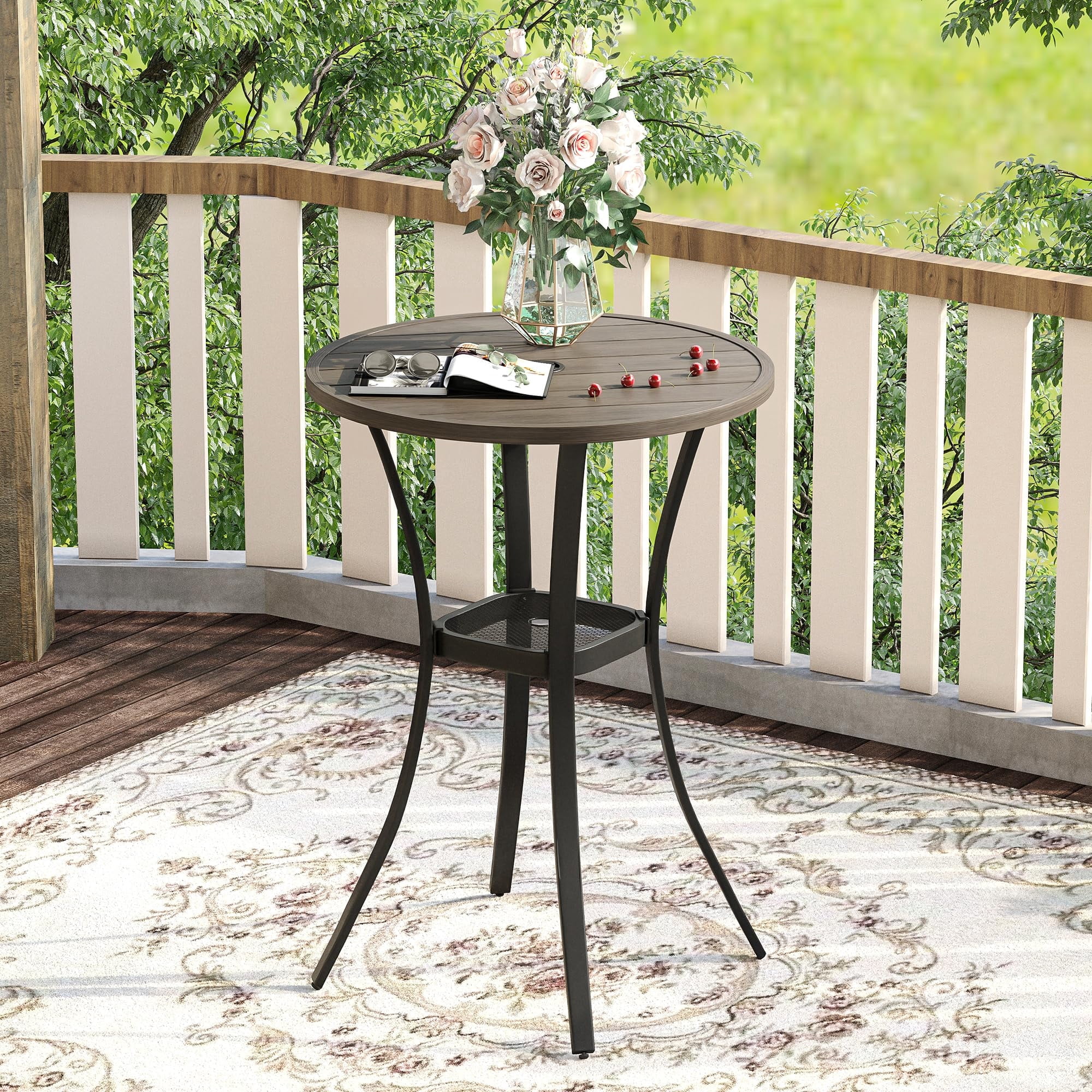 Vicllax Outdoor Round Small Bar Table Metal Modern Style for Garden ...